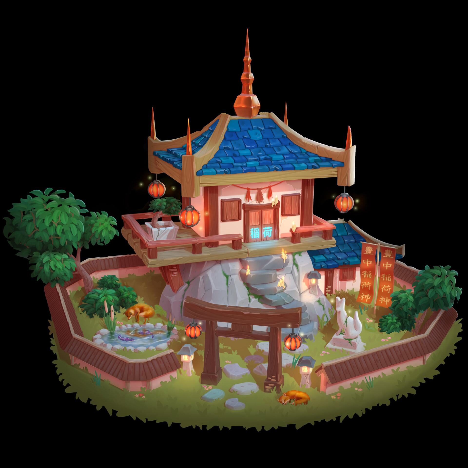 ArtStation - Inari Shrine Rendered