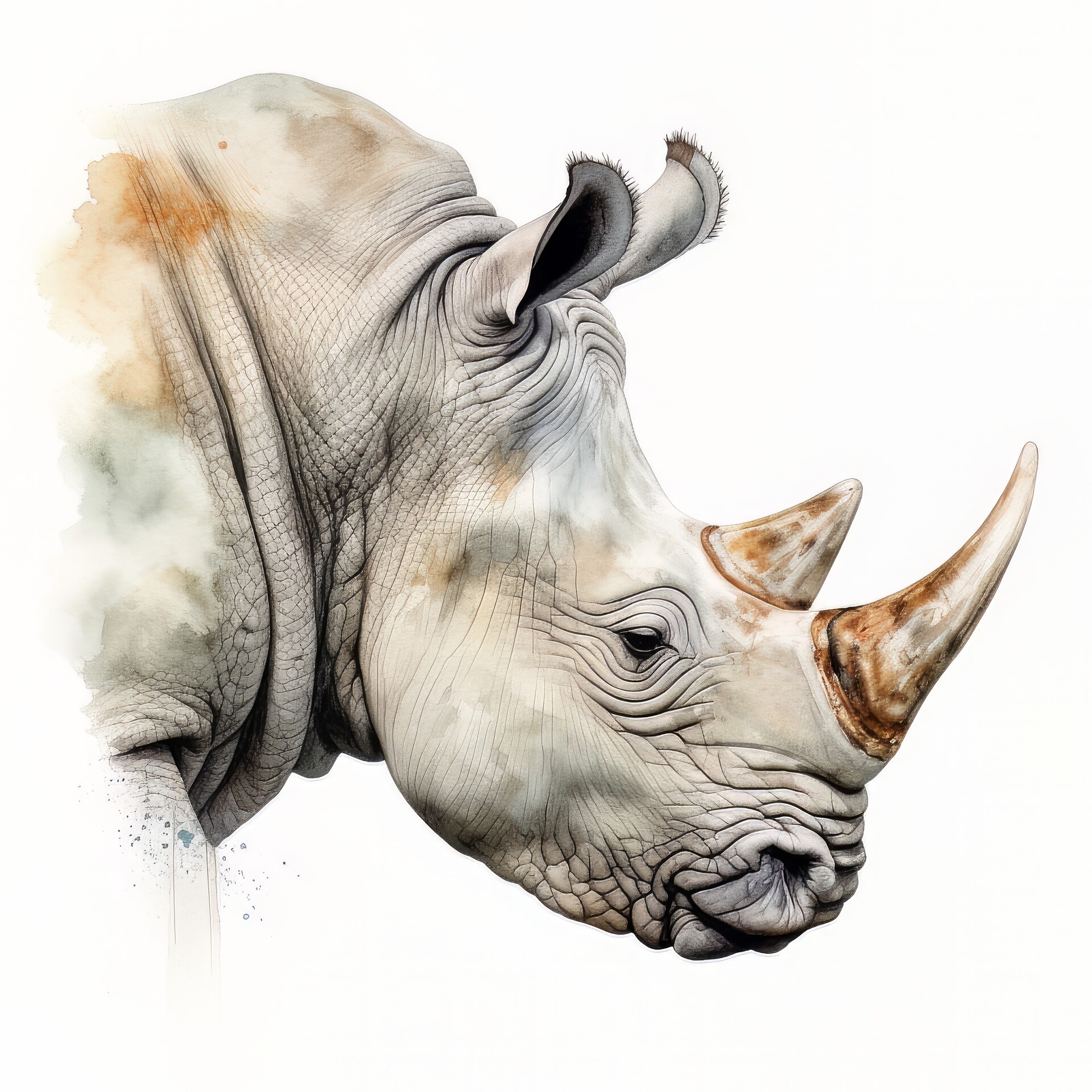 ArtStation - Rhinoceros Animal Portrait Watercolor Painting