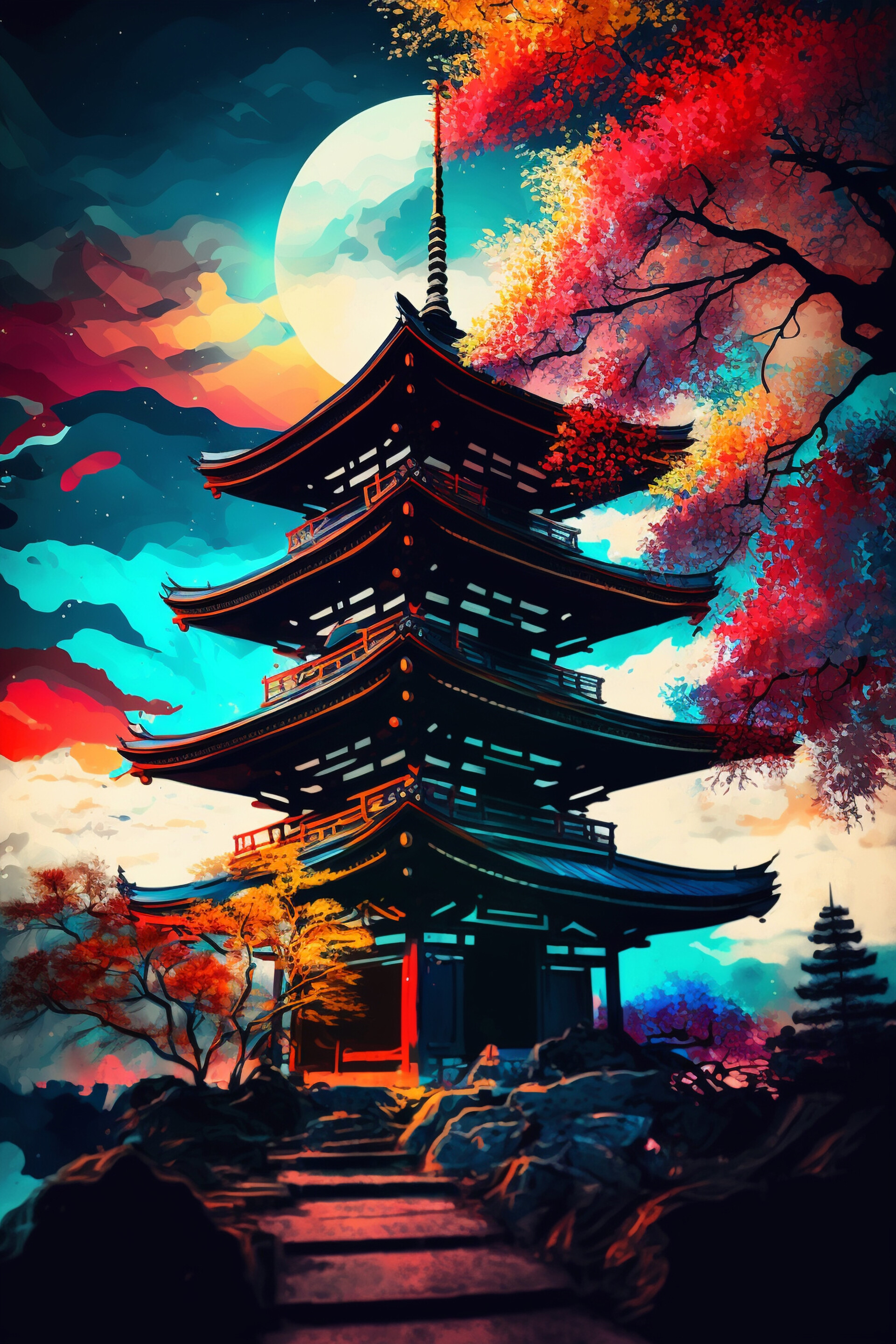 ArtStation - Neon Dreamscape Temple