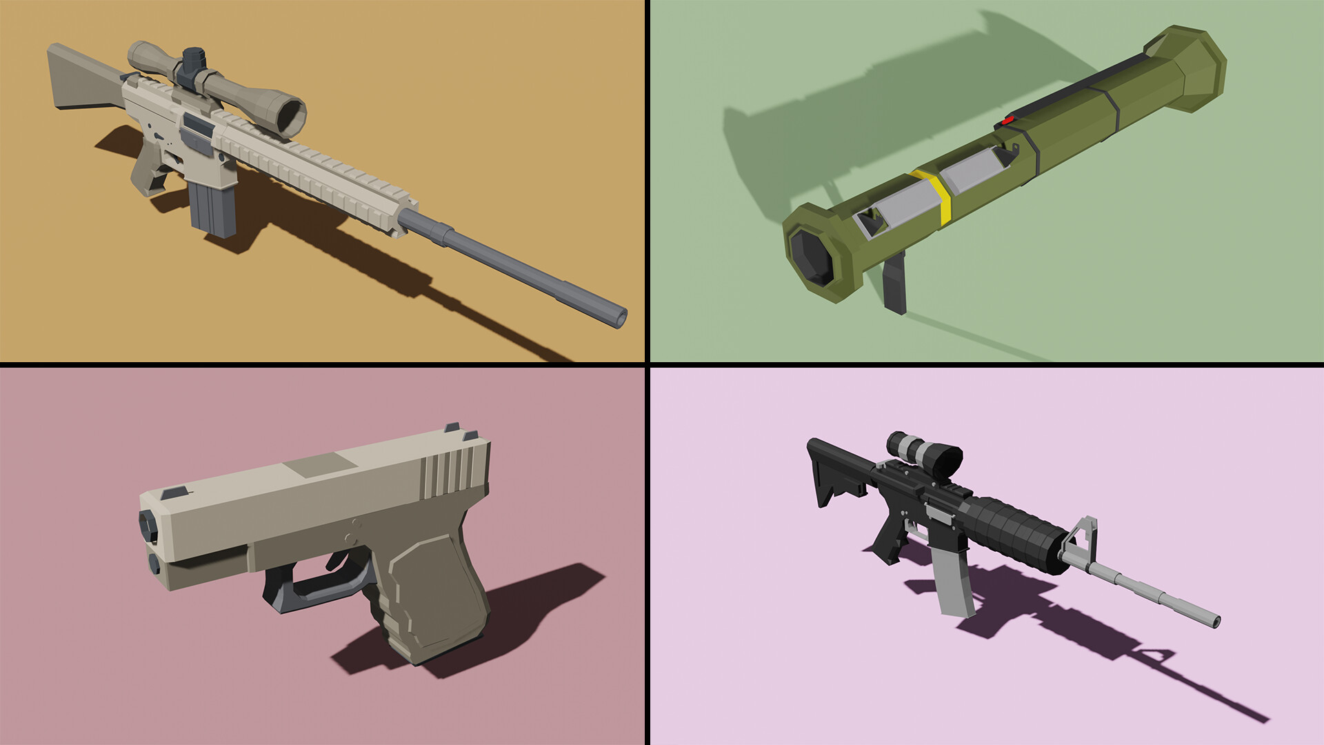 ArtStation - Low Poly Weapons