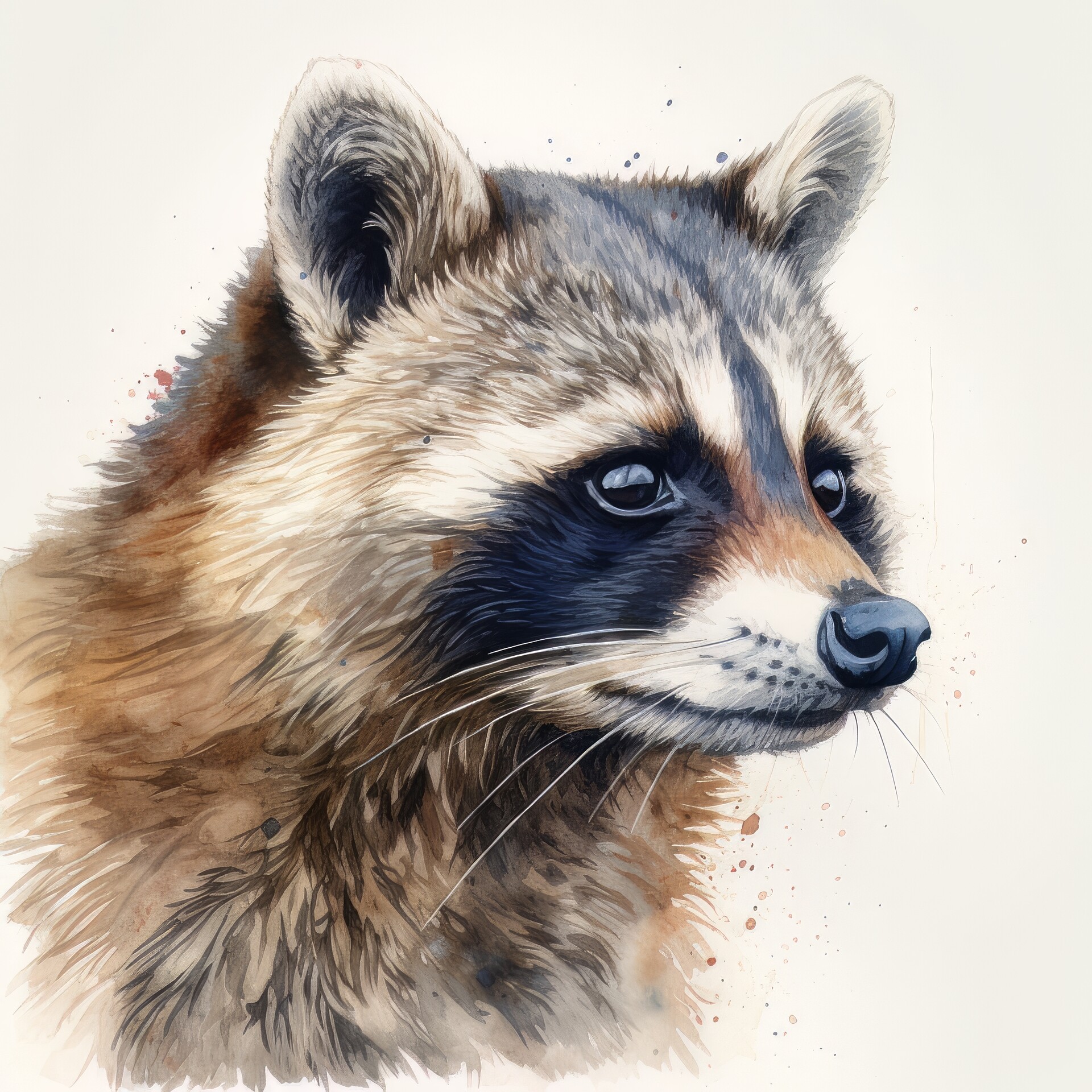 ArtStation - Racoon Animal Portrait Watercolor Painting