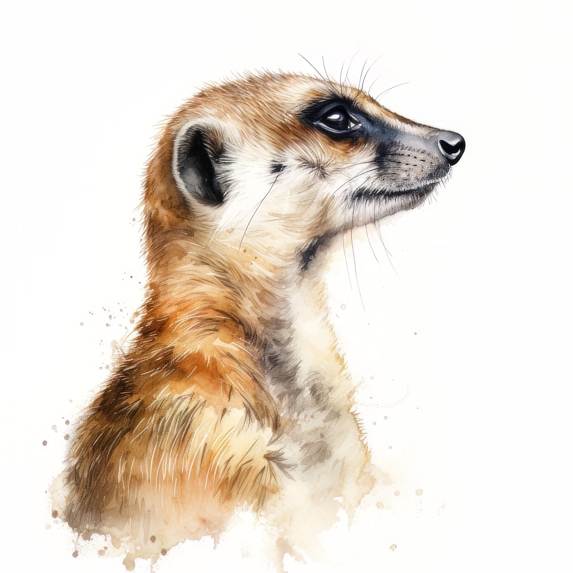 ArtStation - Meerkat Animal Portrait Watercolor Painting