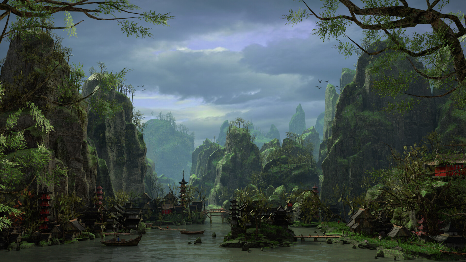 ArtStation - Blender Timelapse chinese-style-environment-2