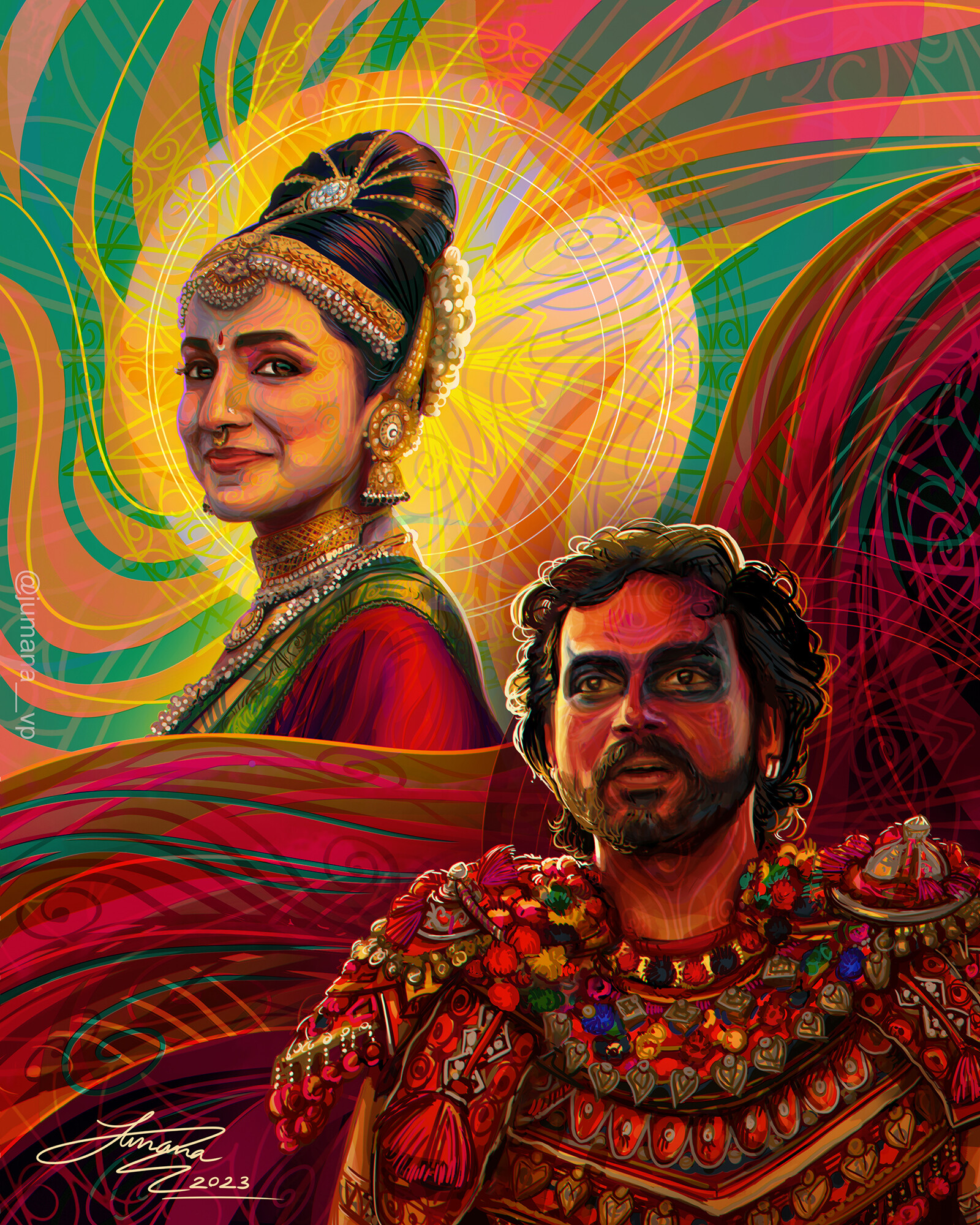 ArtStation - Kundavai and Vandhiyathevan｜Digital Painting