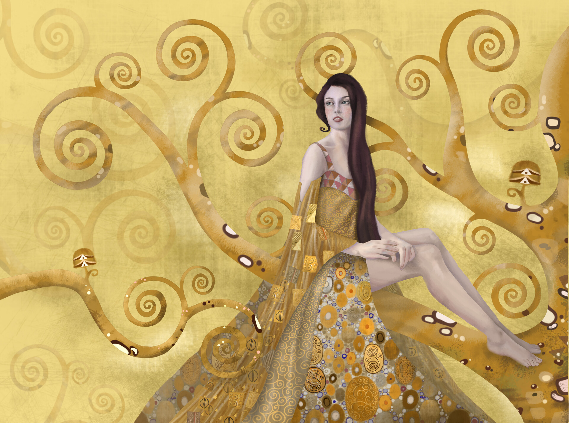 ArtStation - Drawing based on paintings by Gustav Klimt