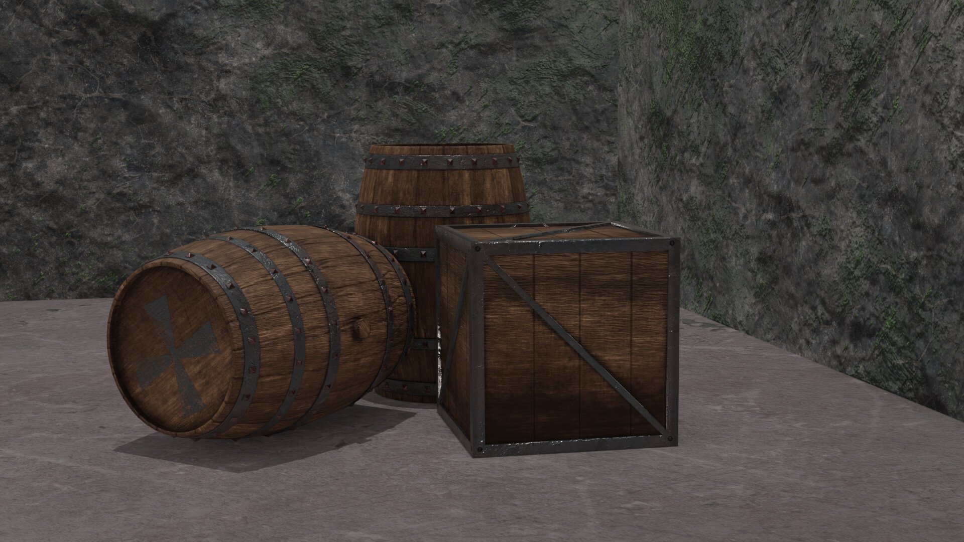 ArtStation - JUST The Barrel and Box, first steps to 3D graphics