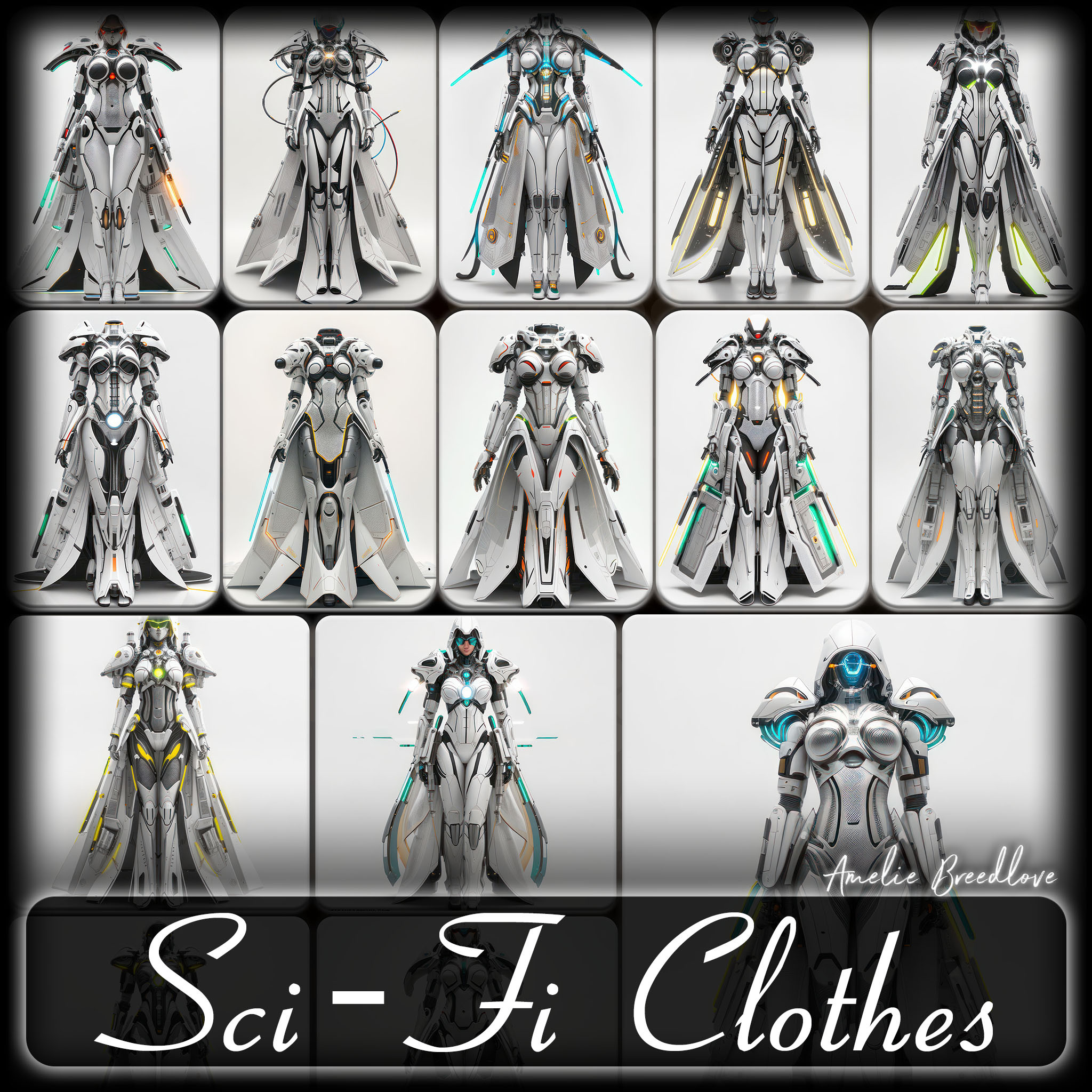 Amelie Breedlove - 2320 Sci-Fi Clothes Reference Pack | 4K | v.7 to v.13