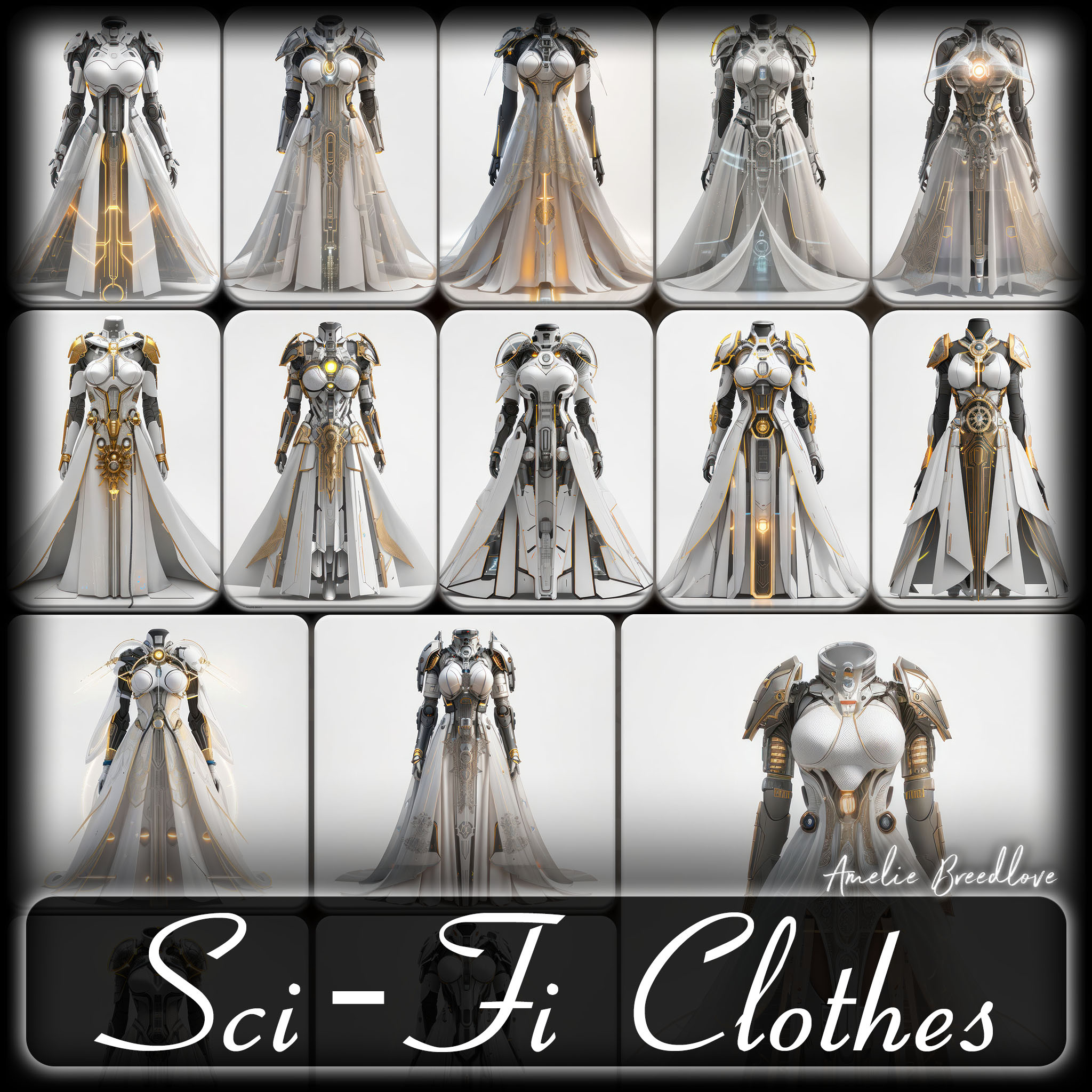 Amelie Breedlove - 2320 Sci-Fi Clothes Reference Pack | 4K | v.7 to v.13