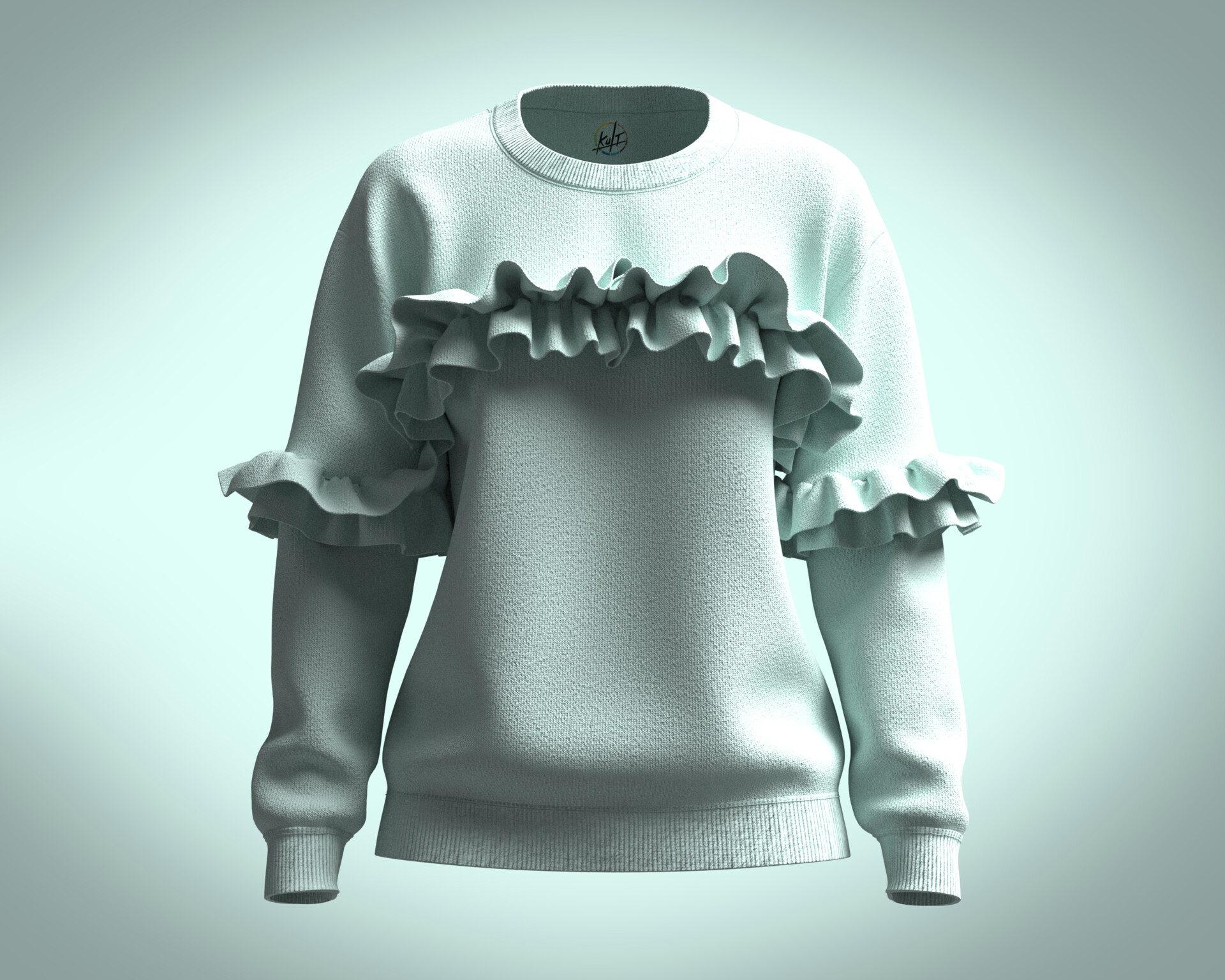 ArtStation - Girls-Ruffle Drop Shoulder Sweatshirt
