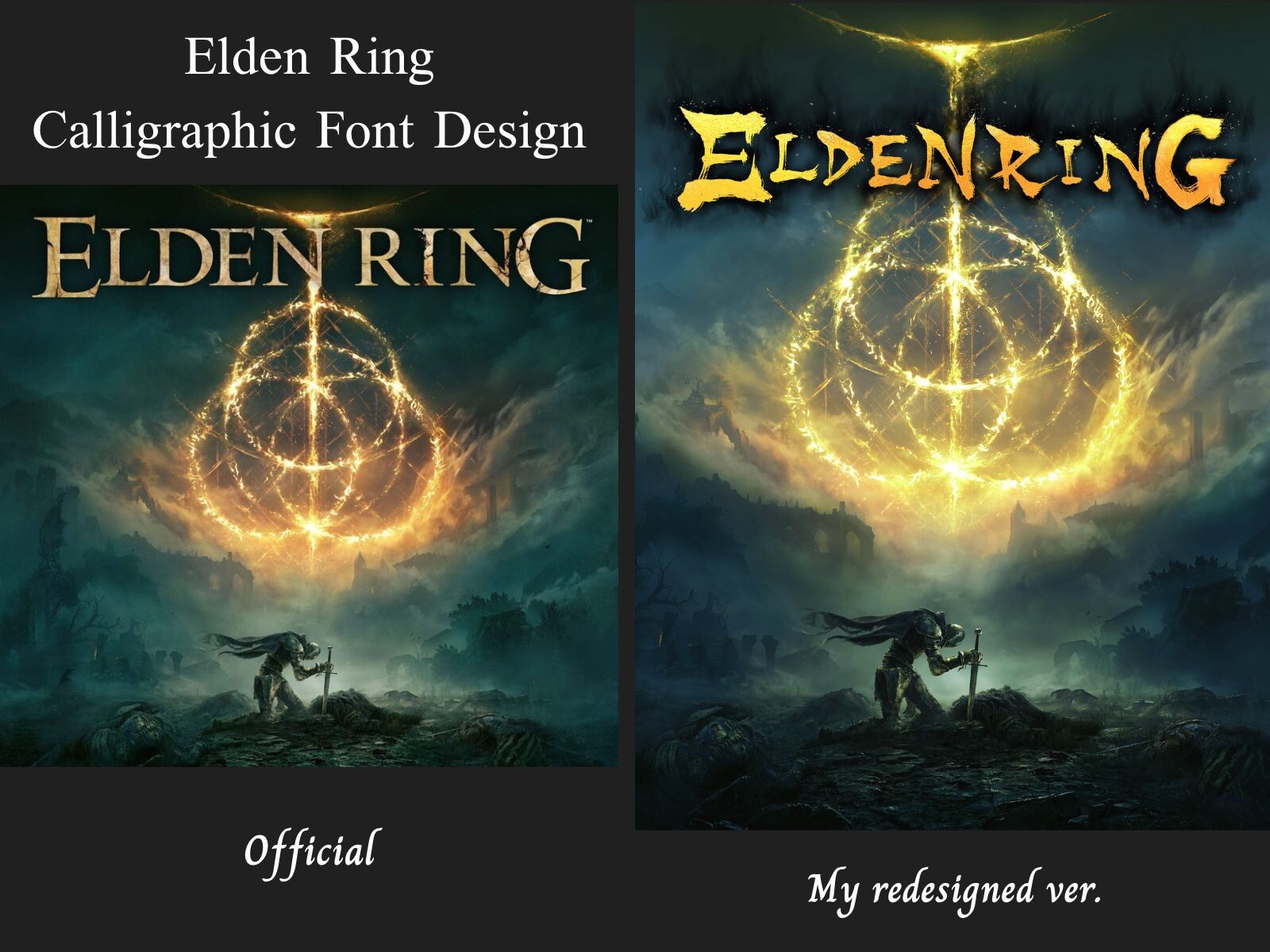 ikken - Elden Ring Poster Calligraphic Font Design - Fan art showing ...