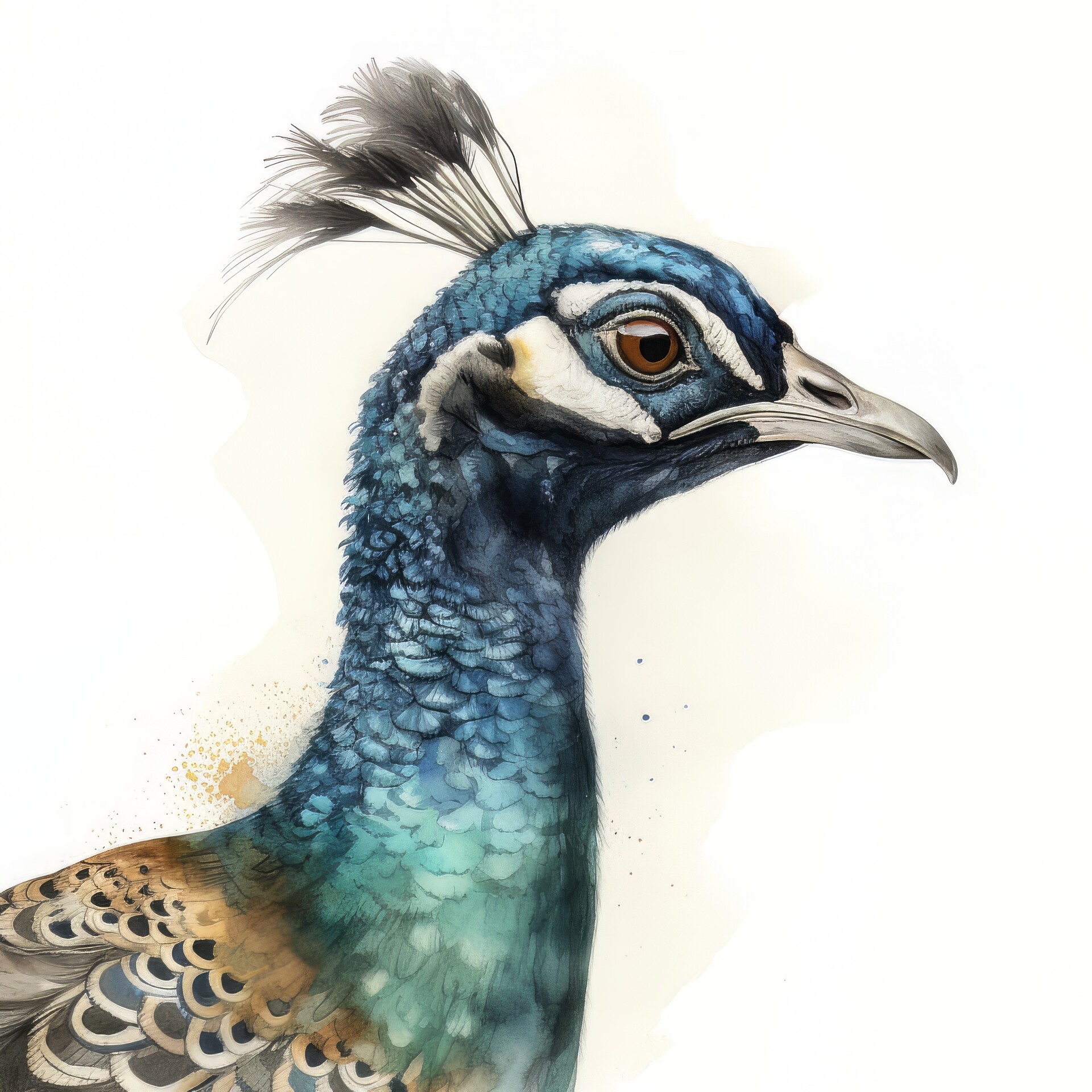 ArtStation - Peacock Animal Portrait Watercolor Painting