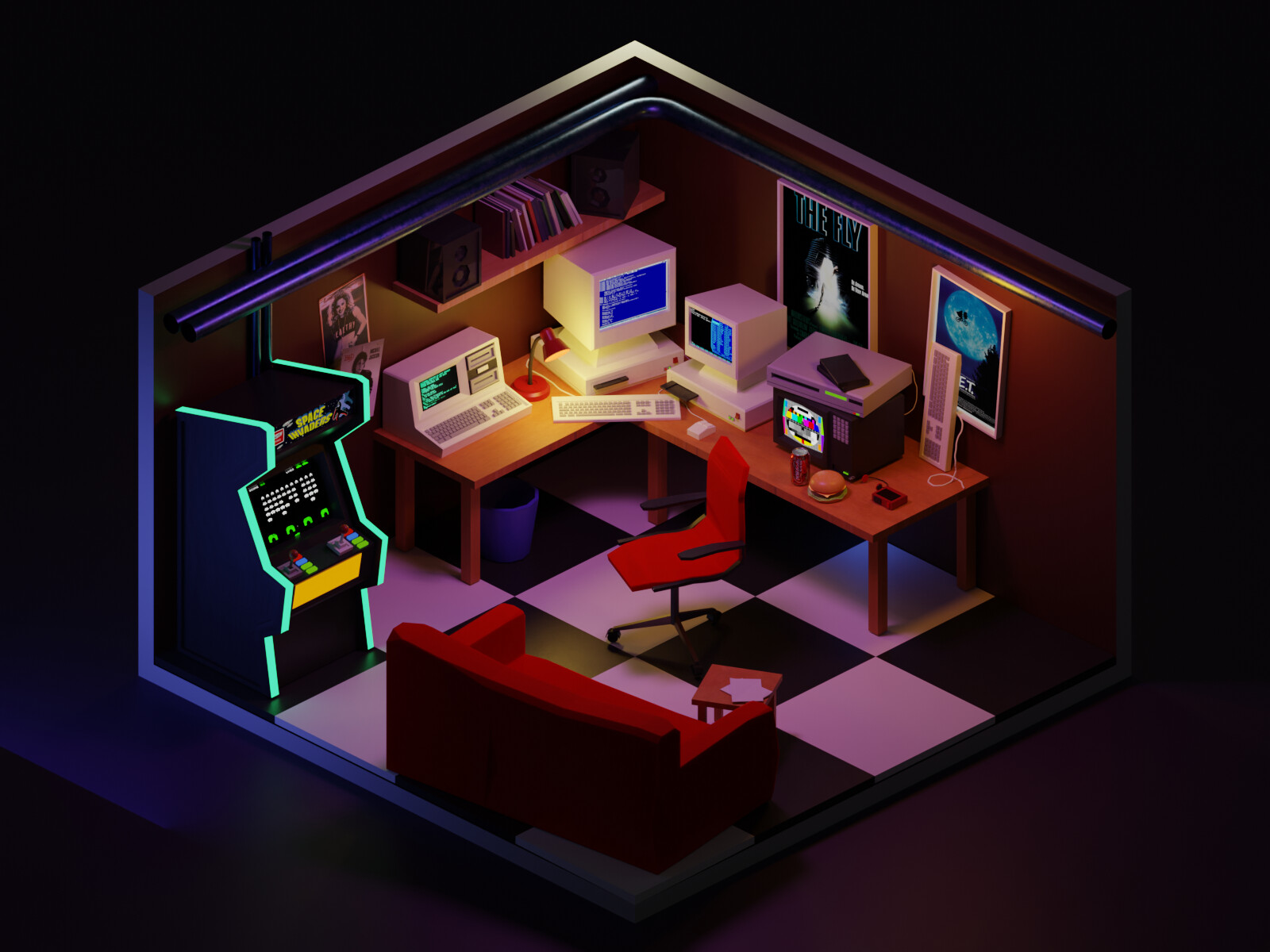 ArtStation - 80s Hacker Room