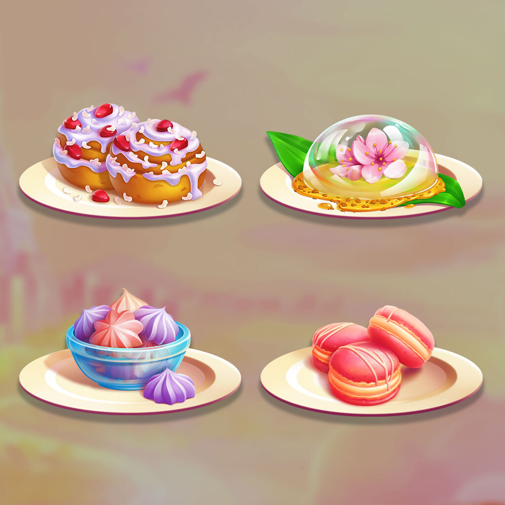 ArtStation - 2D art food objects, casual games match 3
