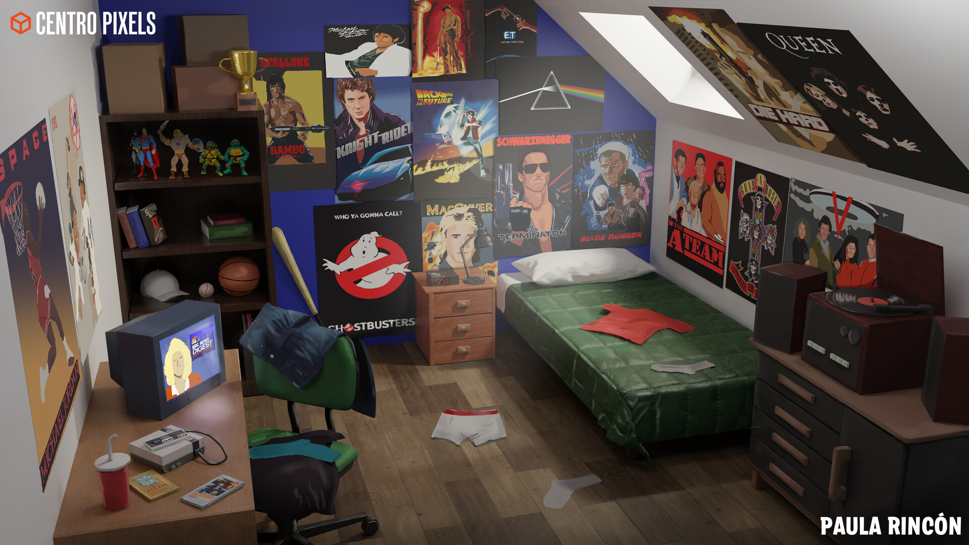 ArtStation - 80's teenager bedroom