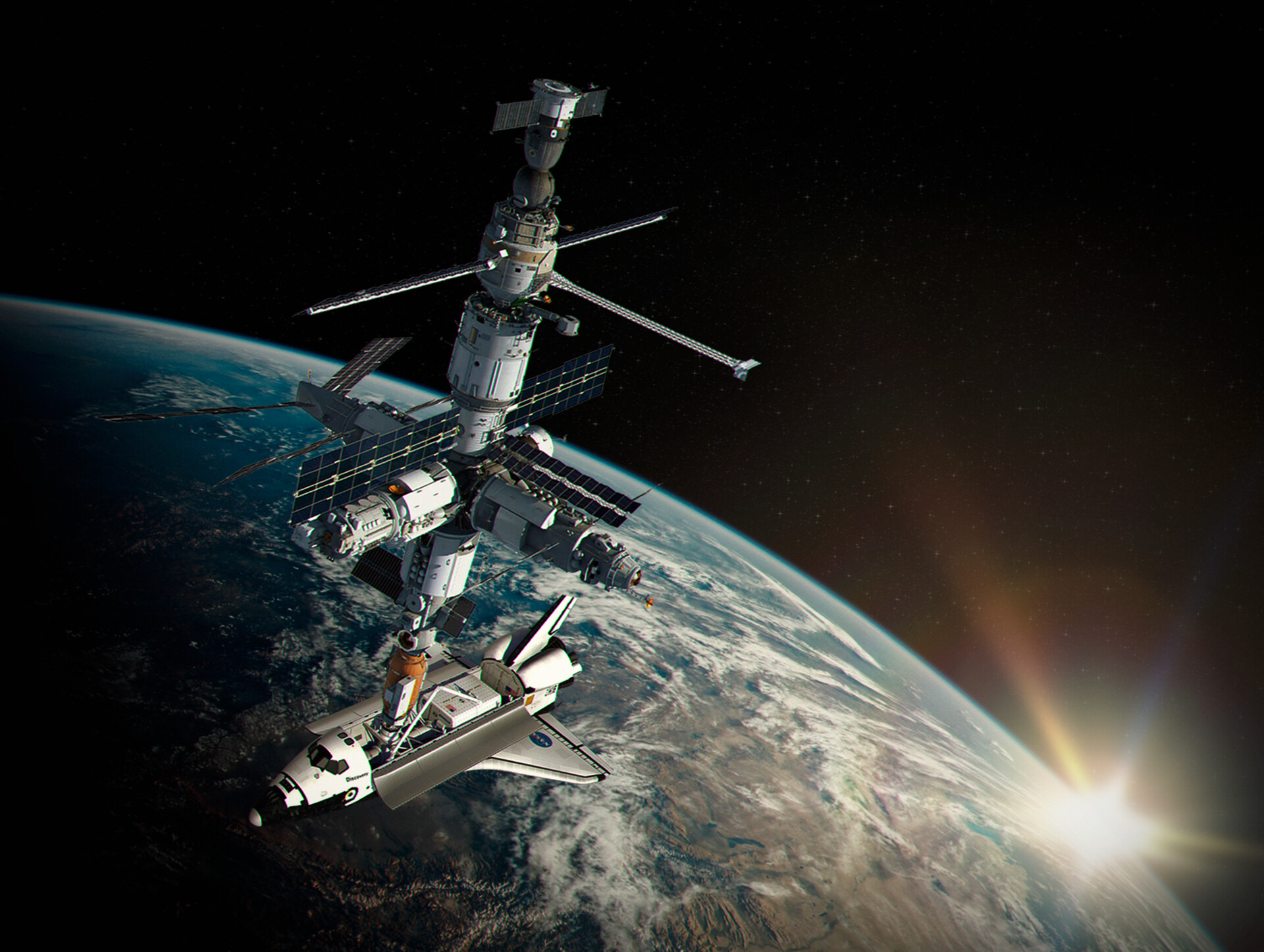 ArtStation - 1999 - Discovery Spacecraft Docks with ISS