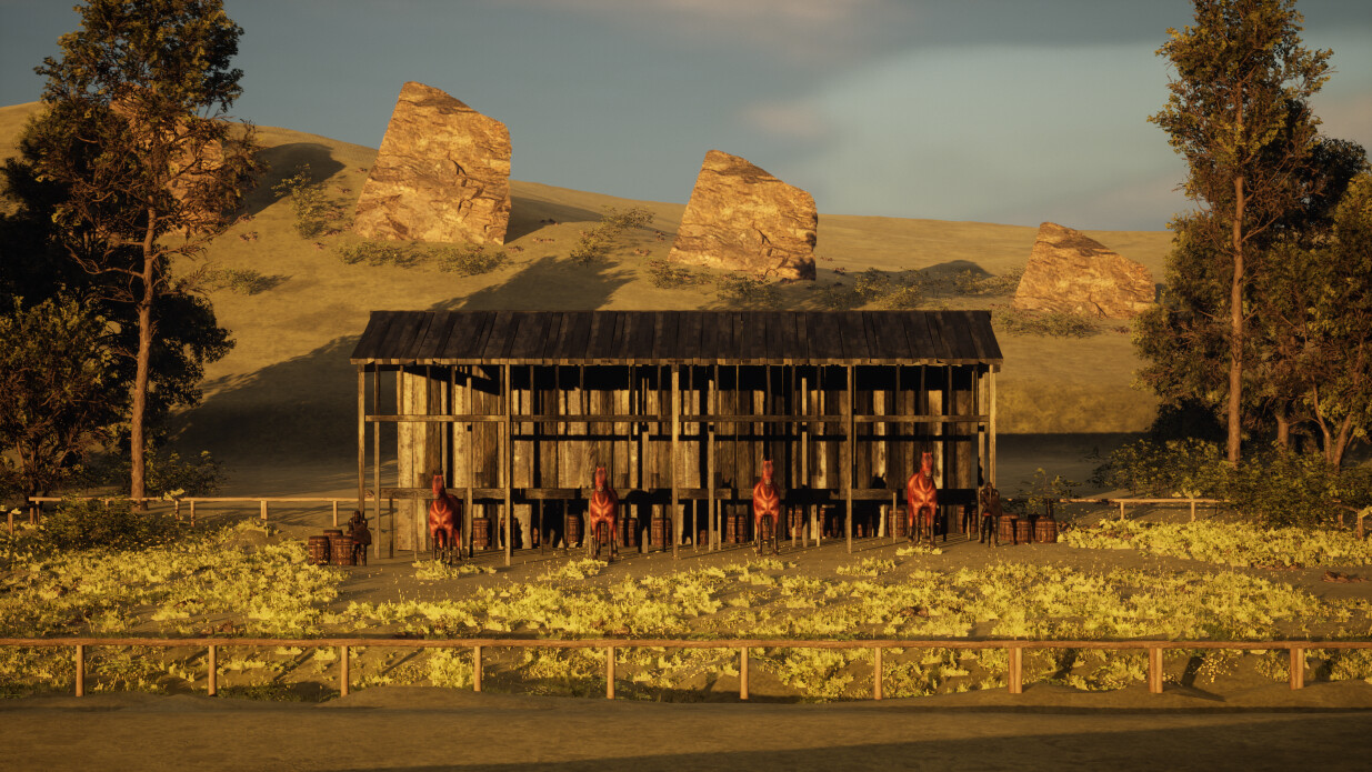 ArtStation - Majestic Grassy Rocky Stables