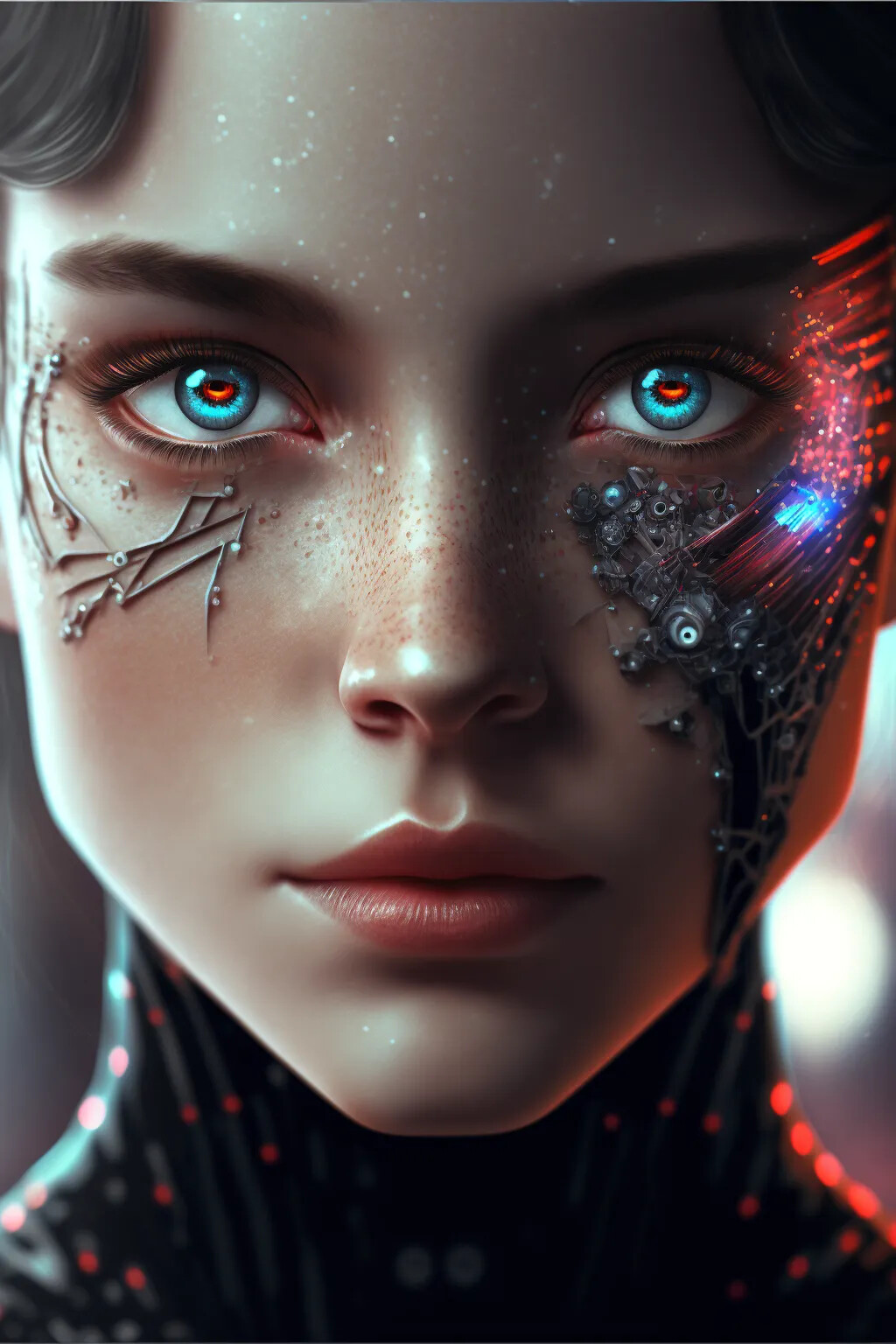 Josph Randolf - Neon Cyberpunk Goddess: A Portrait of Futuristic Beauty