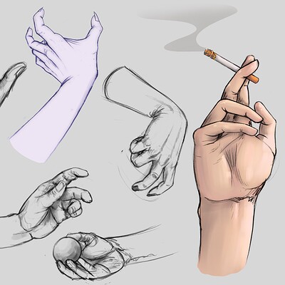 hand holding cigarette drawing reference
