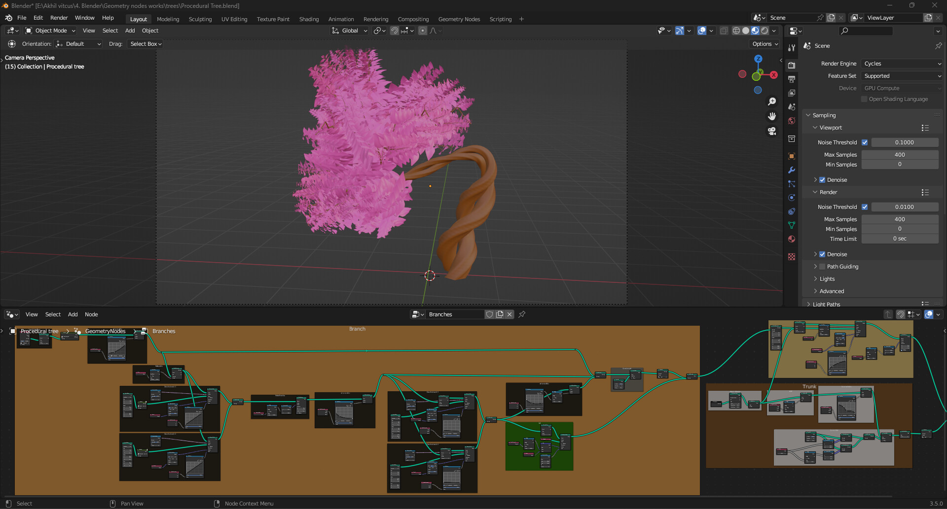 Yaswanth Reddy - Procedural Cherry Tree - Geometry Nodes