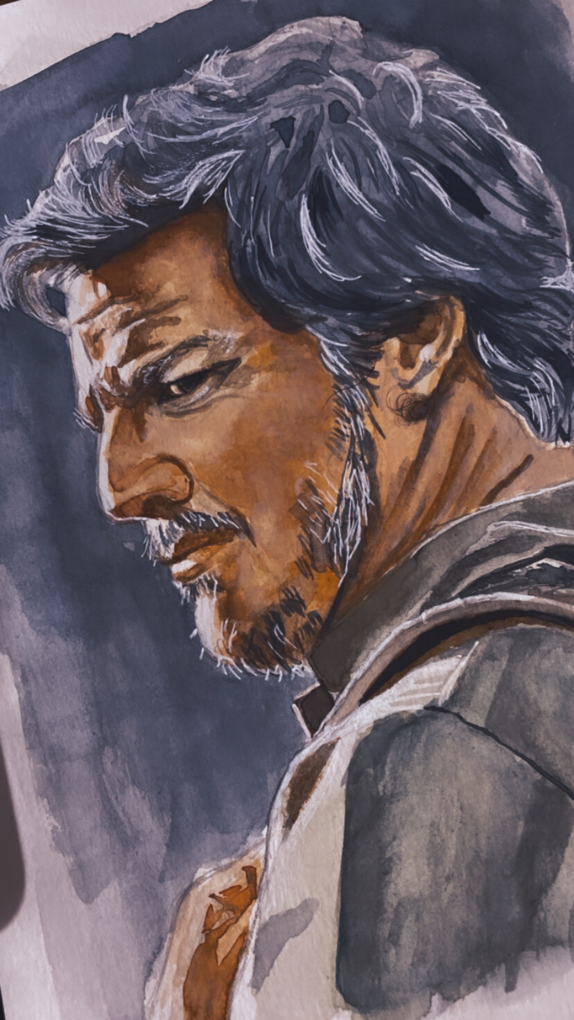 ArtStation - Pedro Pascal as Joel Miller watercolor painting
