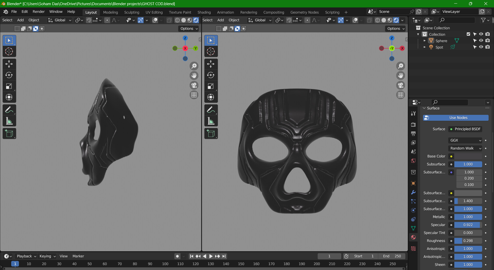 ArtStation - My style of COD MW2 Ghost mask