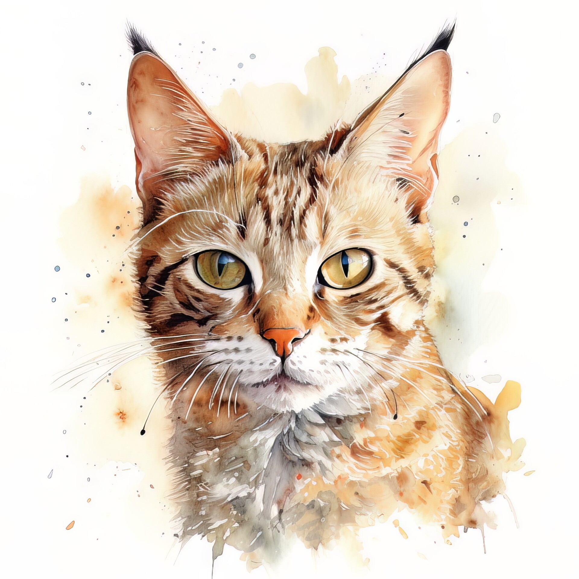 ArtStation - Cheetoh Cat Portrait Watercolor Painting