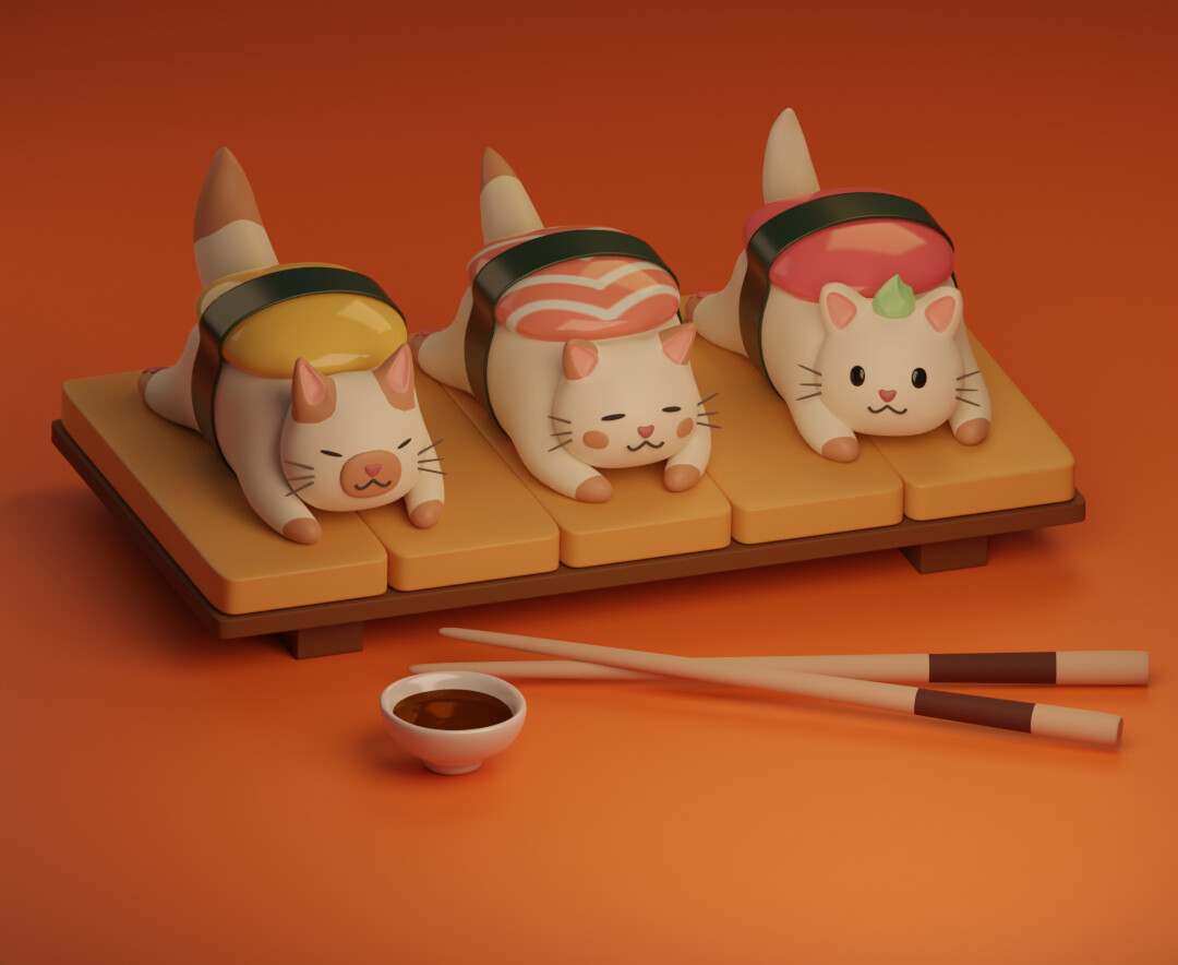 ArtStation - Sushi cats