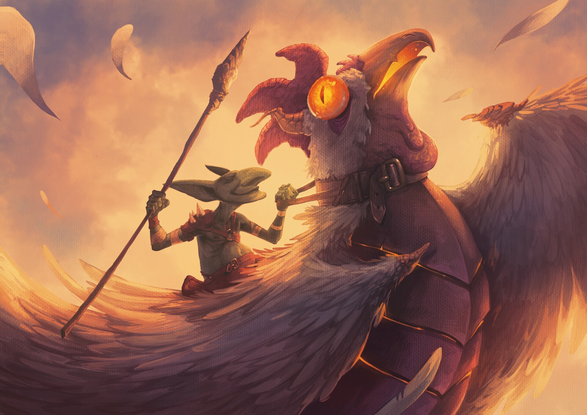 A Goblin Trying to Tame a Flame-breathing Draconic Chicken by Carmine ...