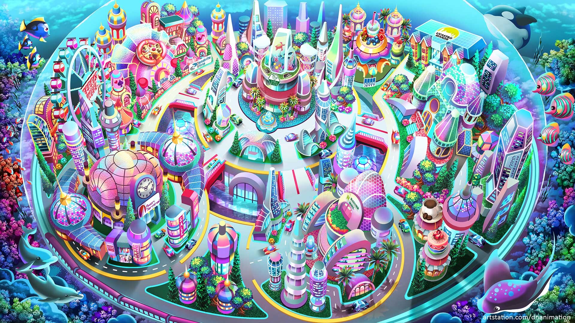ArtStation - underwater axon city map