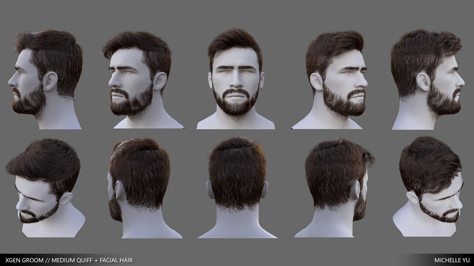 ArtStation - Realtime Xgen Groom Hair - Men's Quiff Cut with Facial Hair
