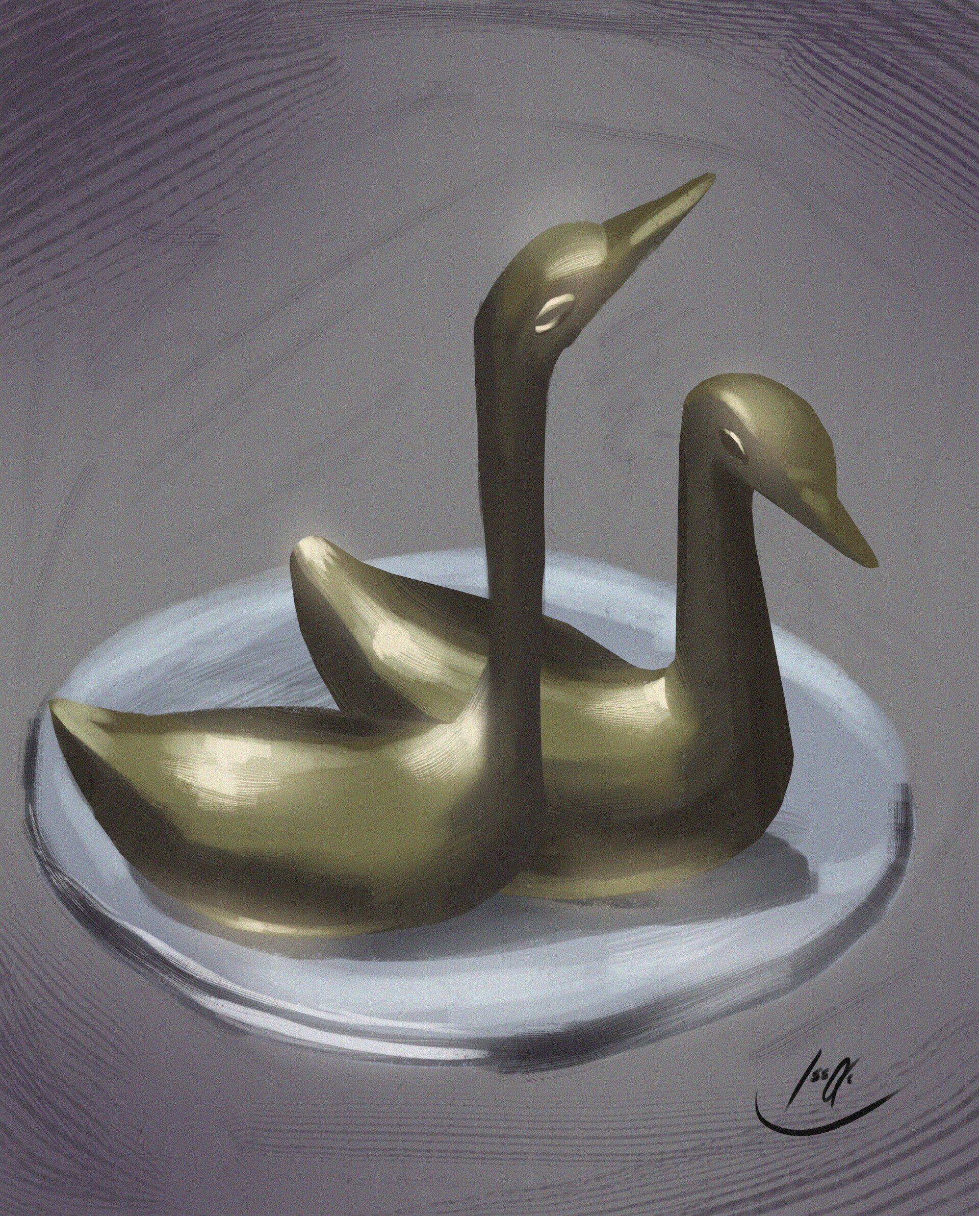 ArtStation - Gold swans (Study)