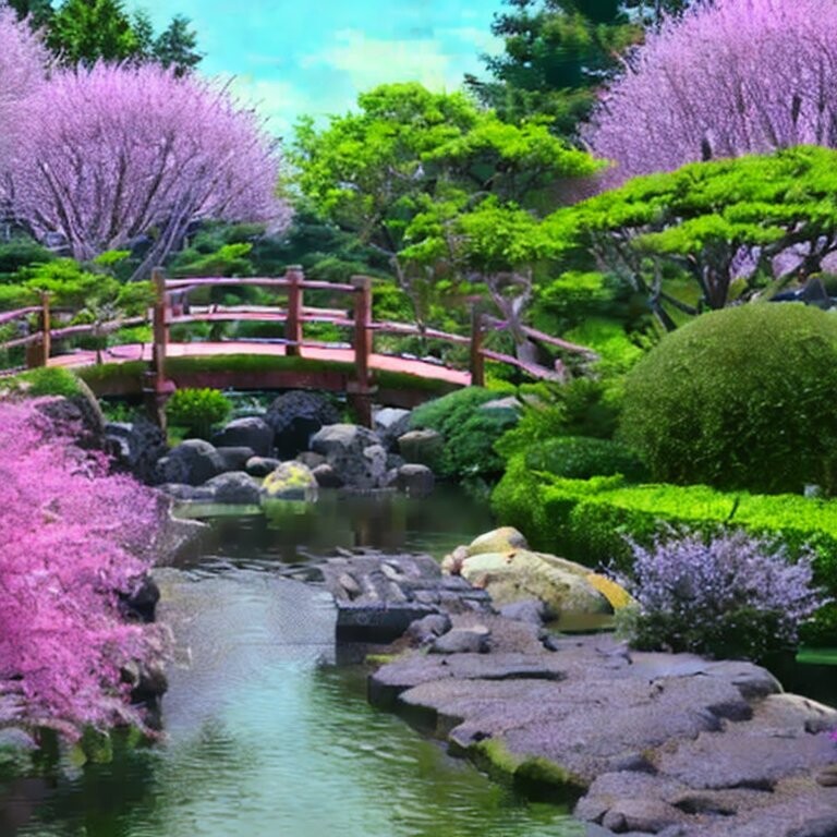 ArtStation - Prompt: Japanese Water Garden In Springtime Realistic 4k