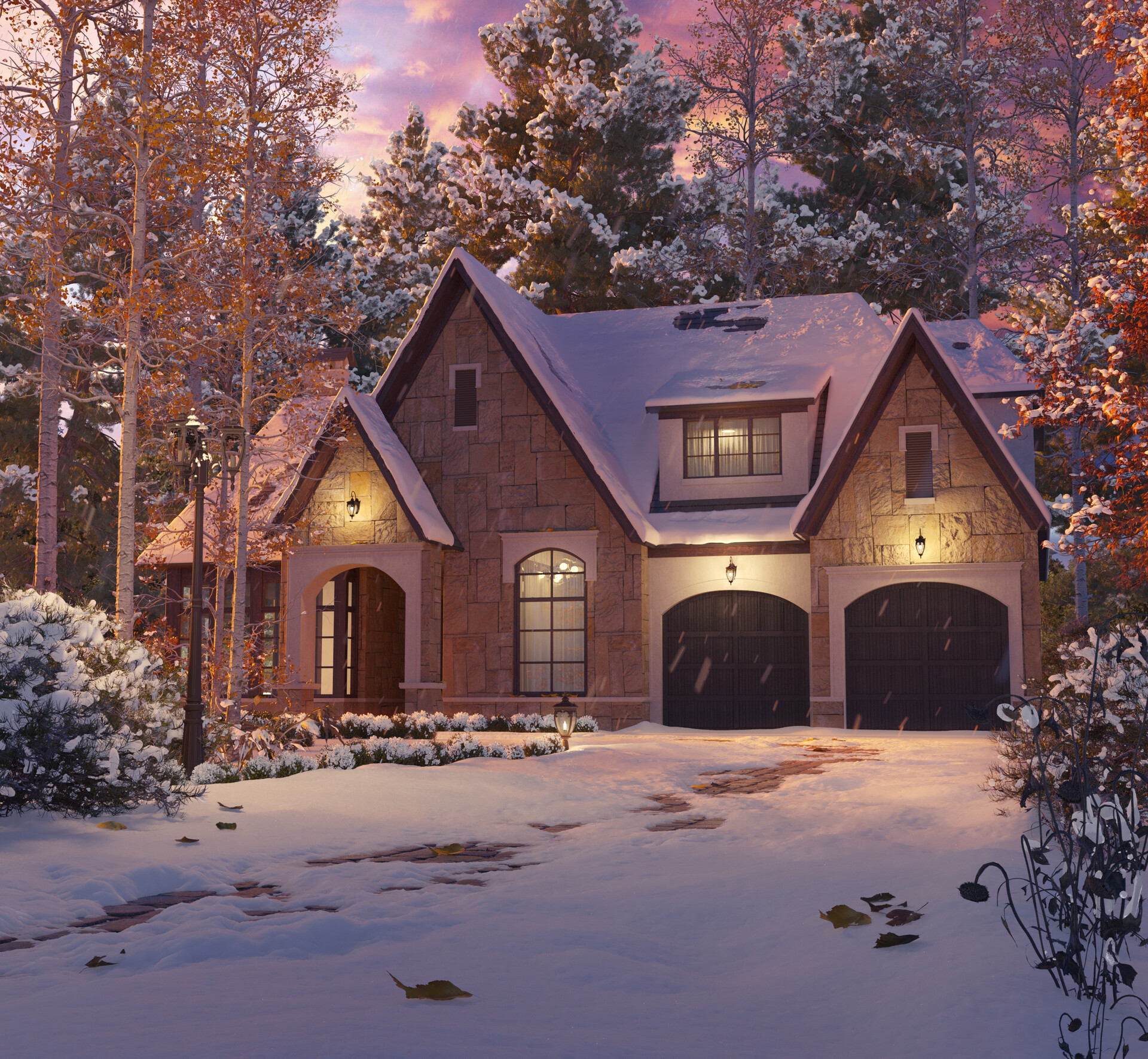 ArtStation - House in the forest. Snowy winter.