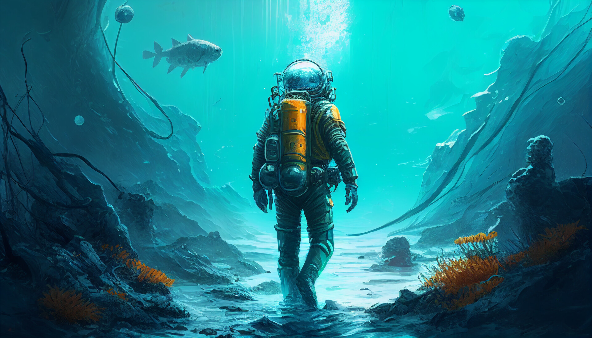 ArtStation - AI / Walking on the bottom of the Ocean Floor / Midjourney