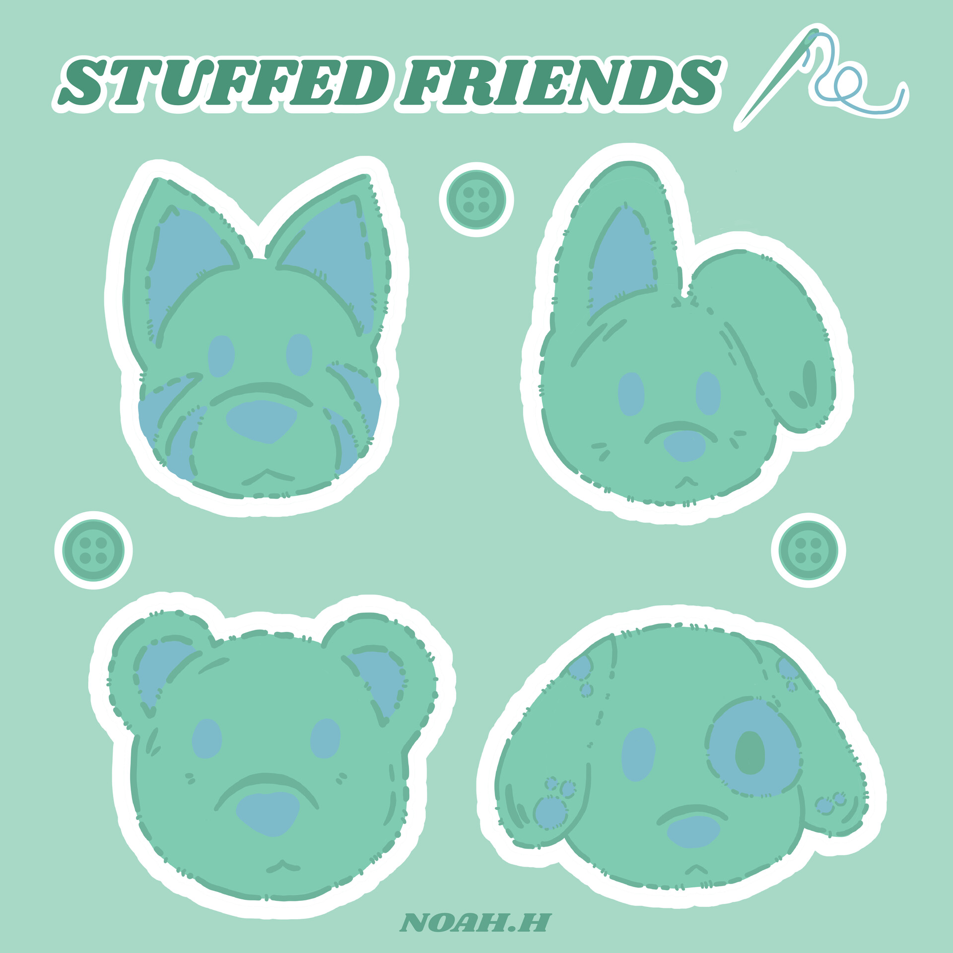ArtStation - Stuffed Friends Sticker Sheet