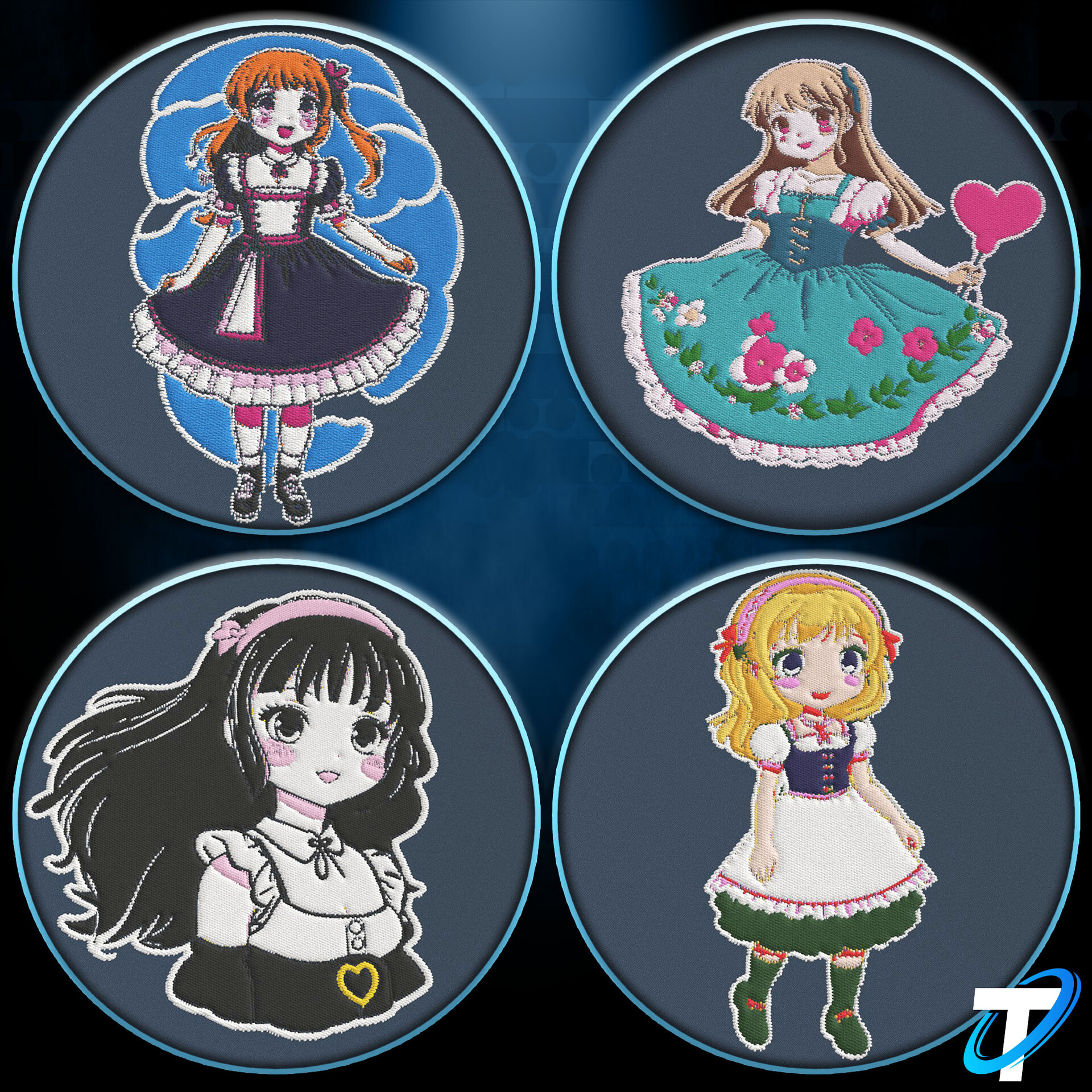 T - World - 200 Cartoon Embroidery and Sticker - V1