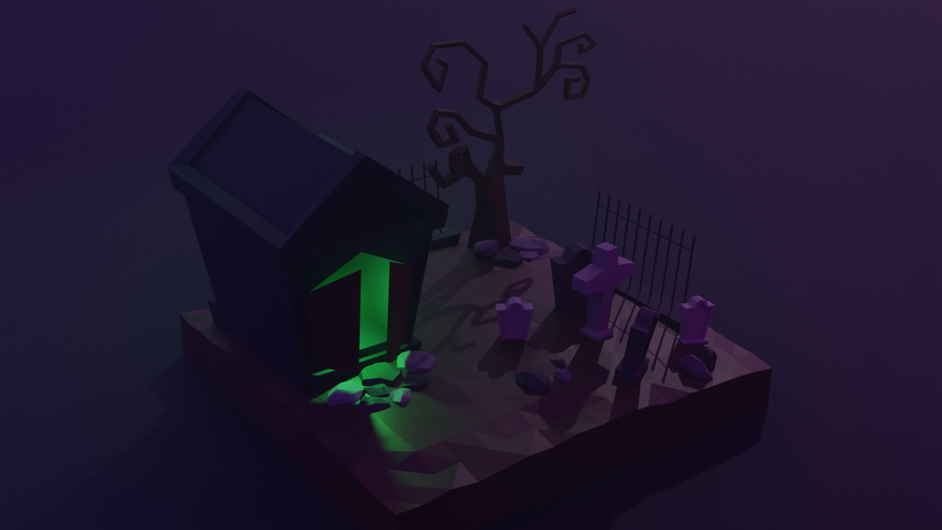 ArtStation - Low Poly Spooky Graveyard