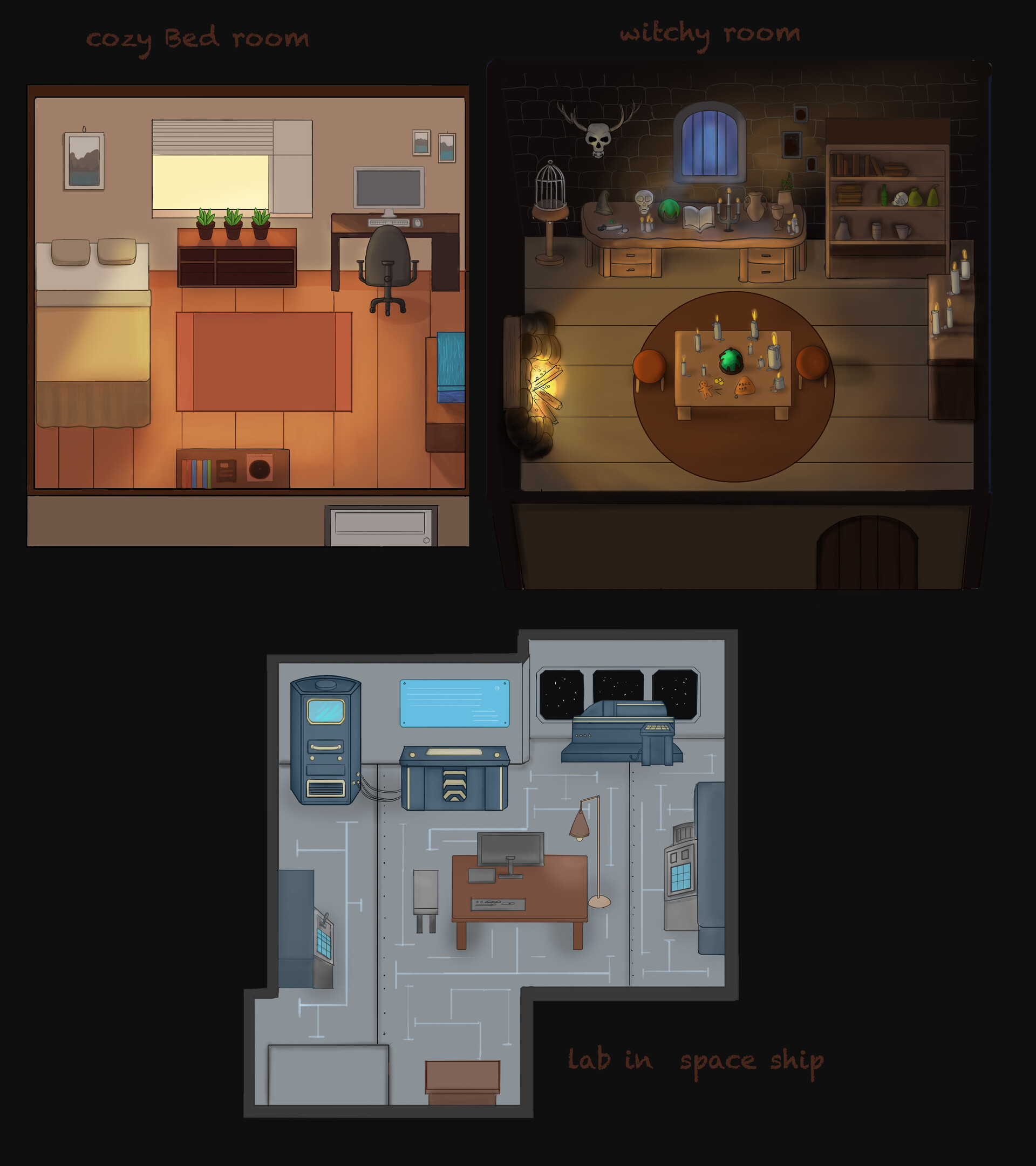 ArtStation - 2d room designs