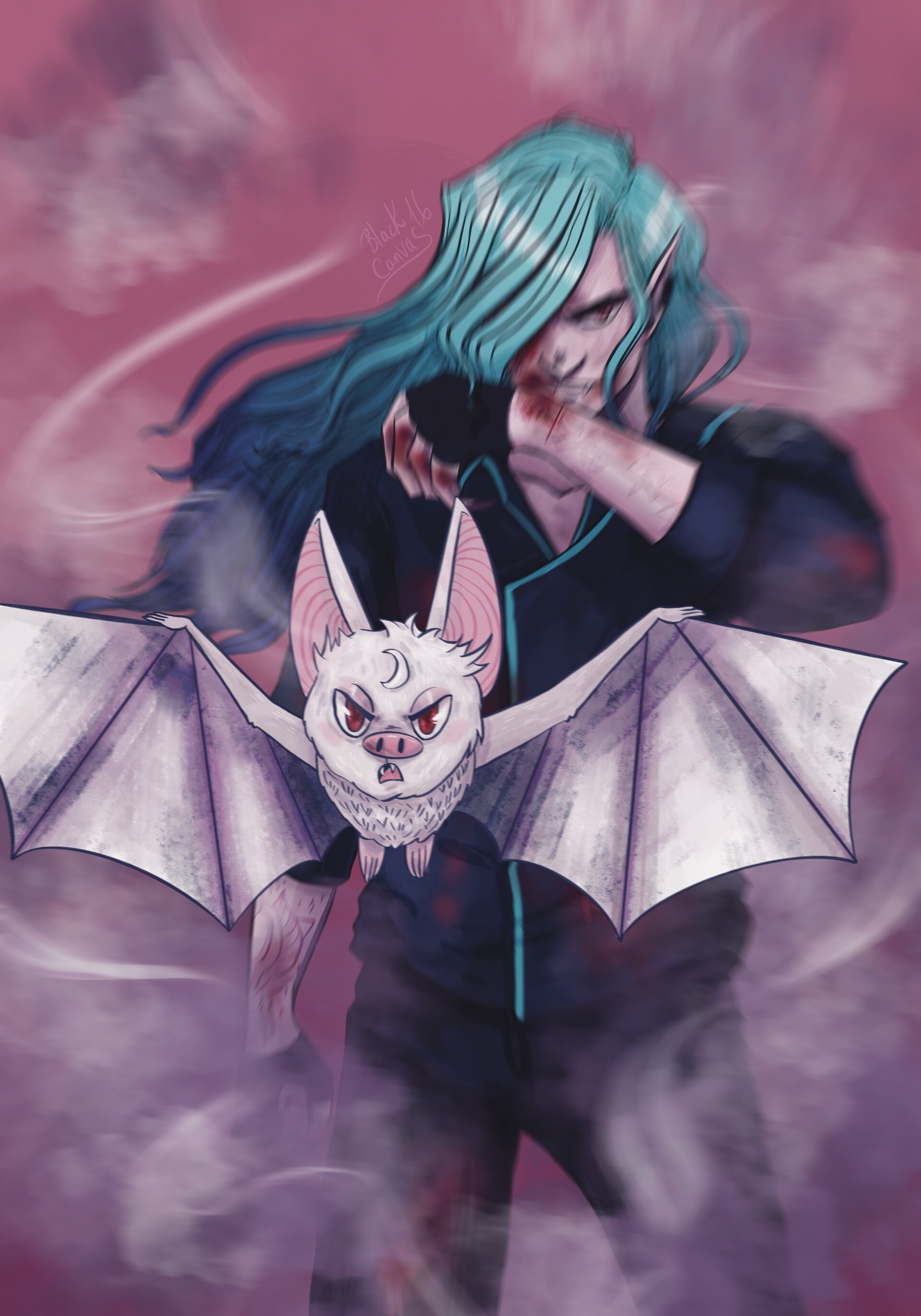 ArtStation - The Vampire and his favourite pet / Bastian & Azral (bat)