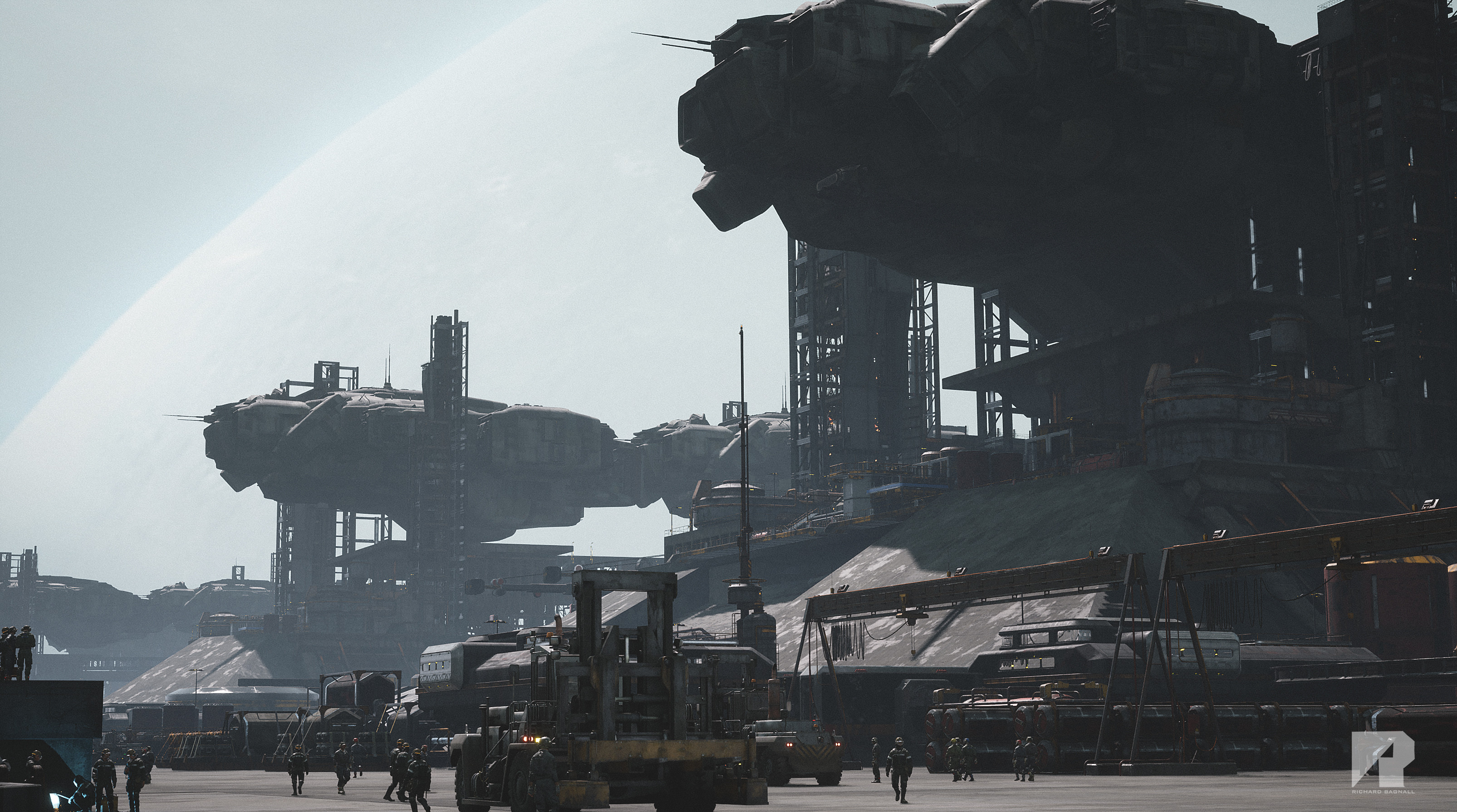 Richard Bagnall - Sci-fi Shipyard Environment Concept Artwork