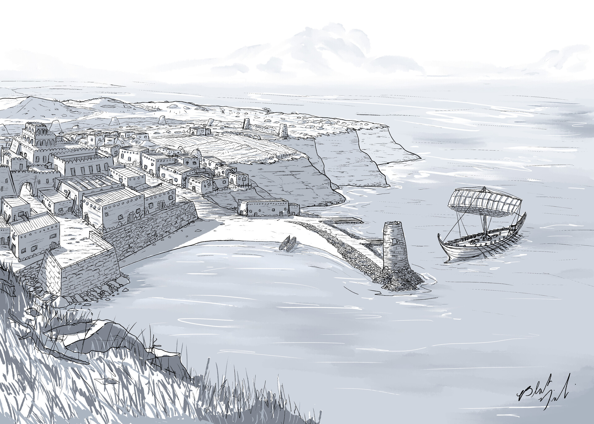 ArtStation - Bronze Age Coastal City Concept Art