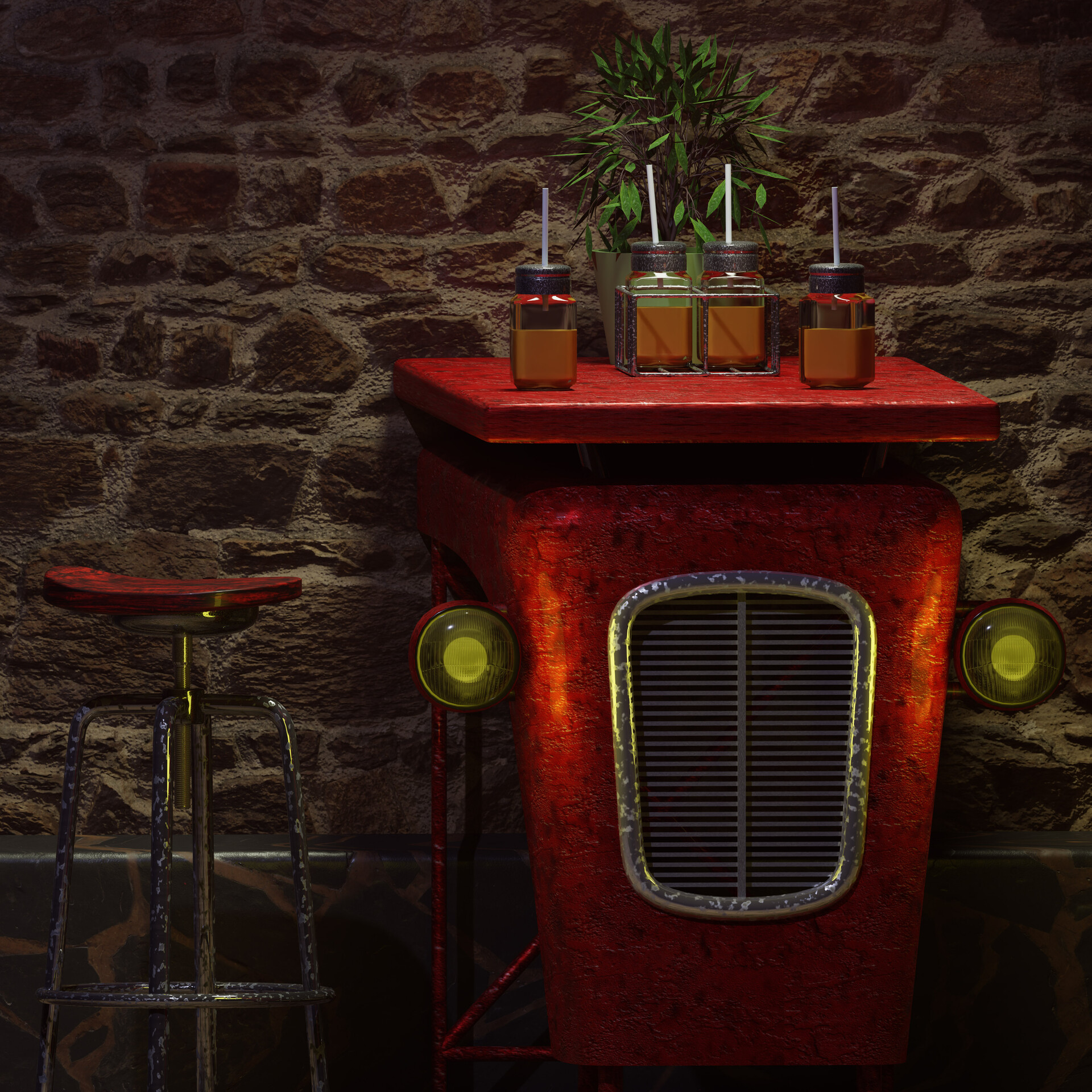 ArtStation - Tractor hood table