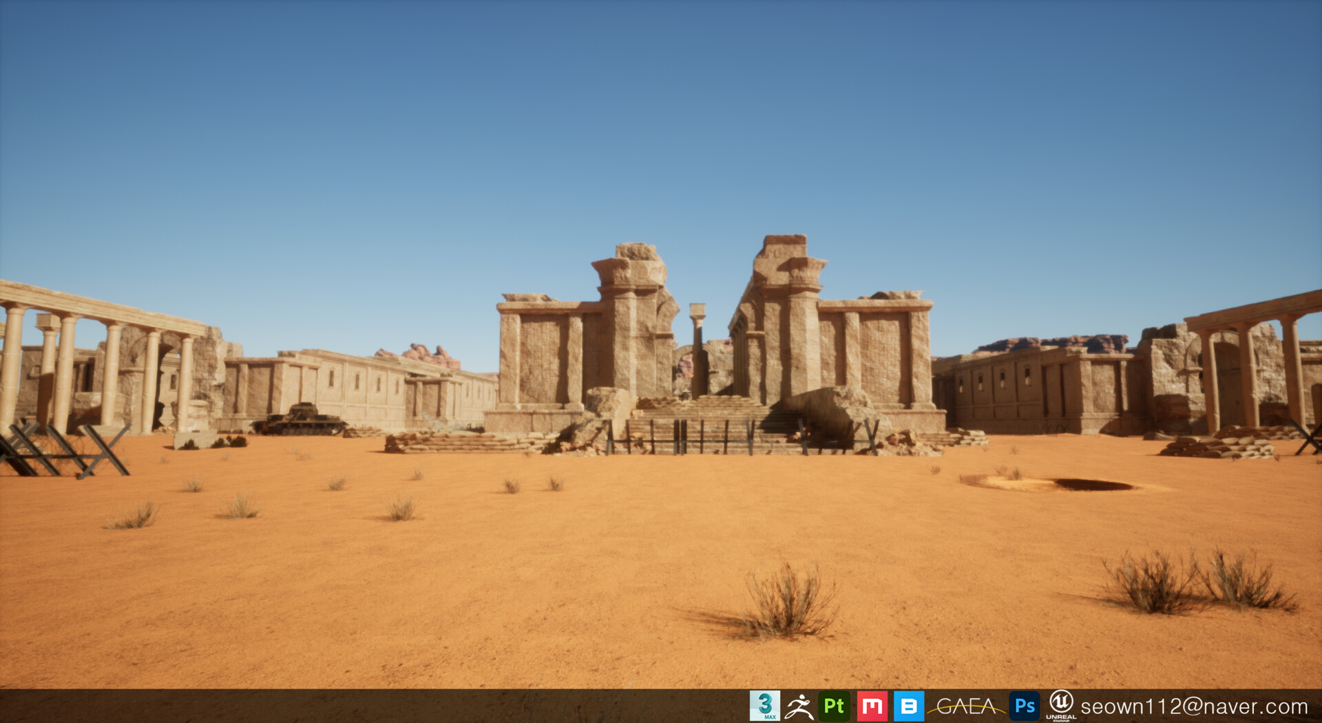 ArtStation - Desert ruin Battlefield ww2