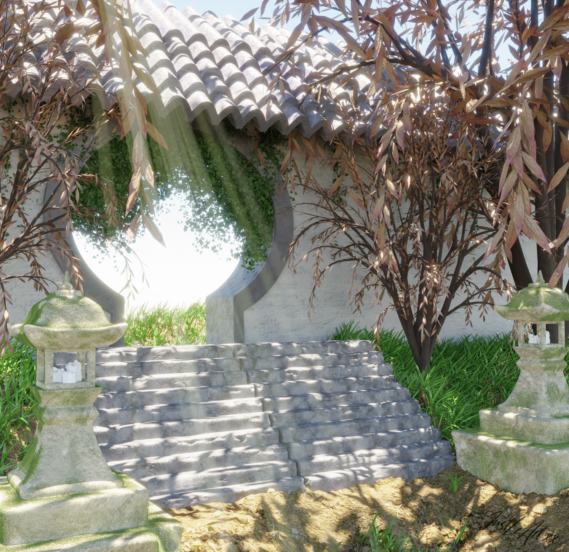 ArtStation - Moon gate throughout the day