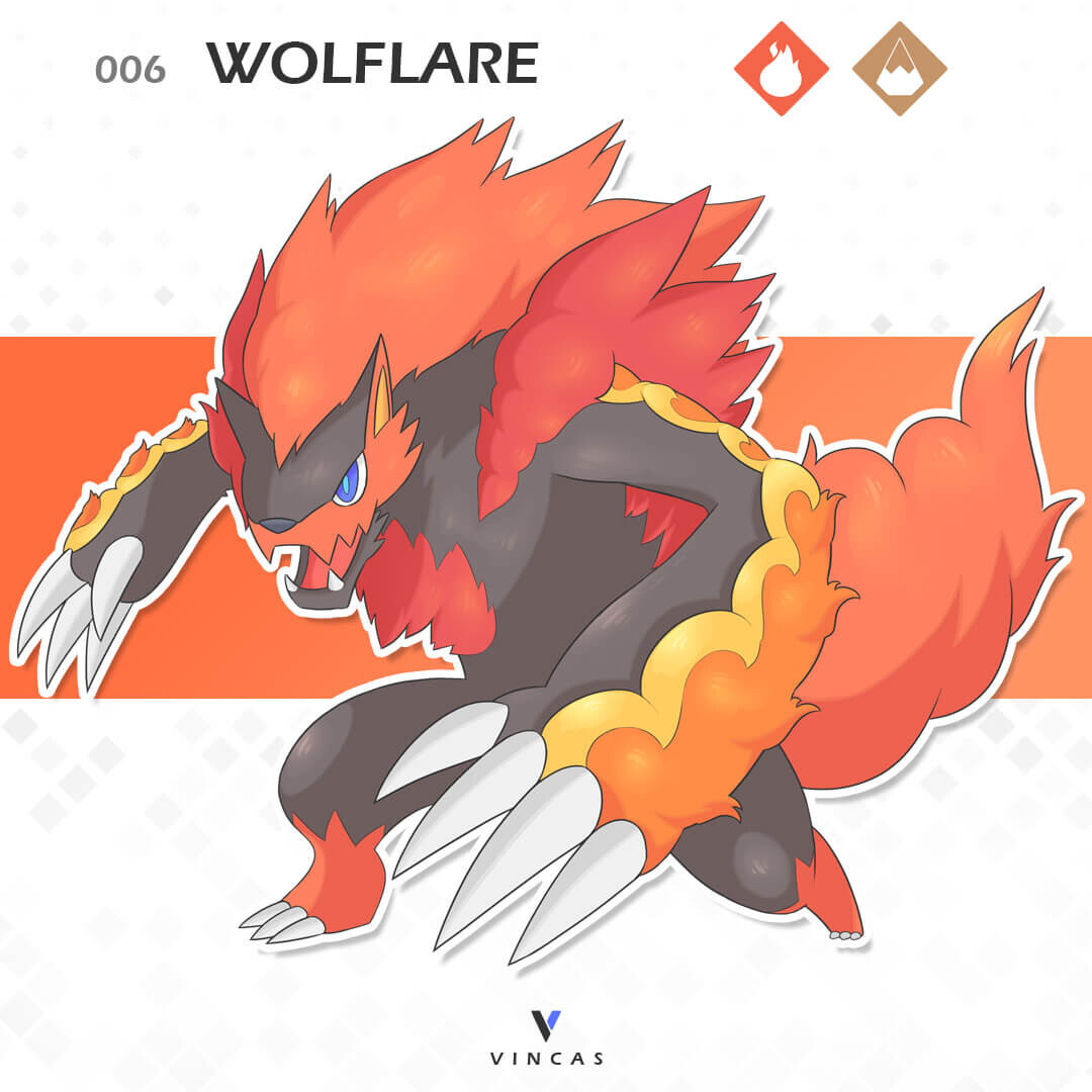 ArtStation - Fakemon 006 - WOLFLARE
