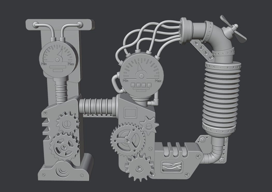 ArtStation - Blender - Mechanic Alphabetic Model.