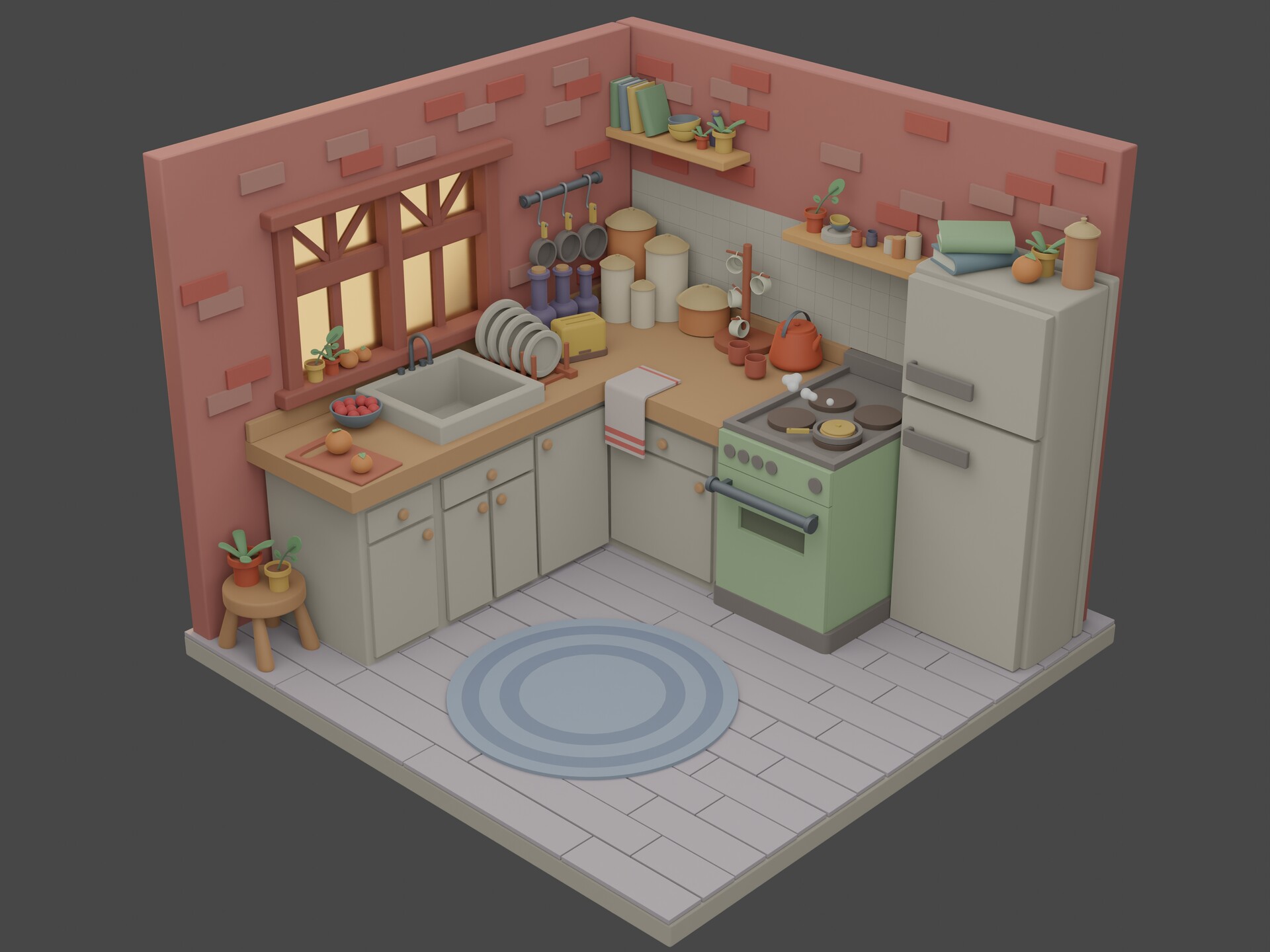 ArtStation - STYLIZED ISOMETRIC KITCHEN USING REFRENCE IMAGE