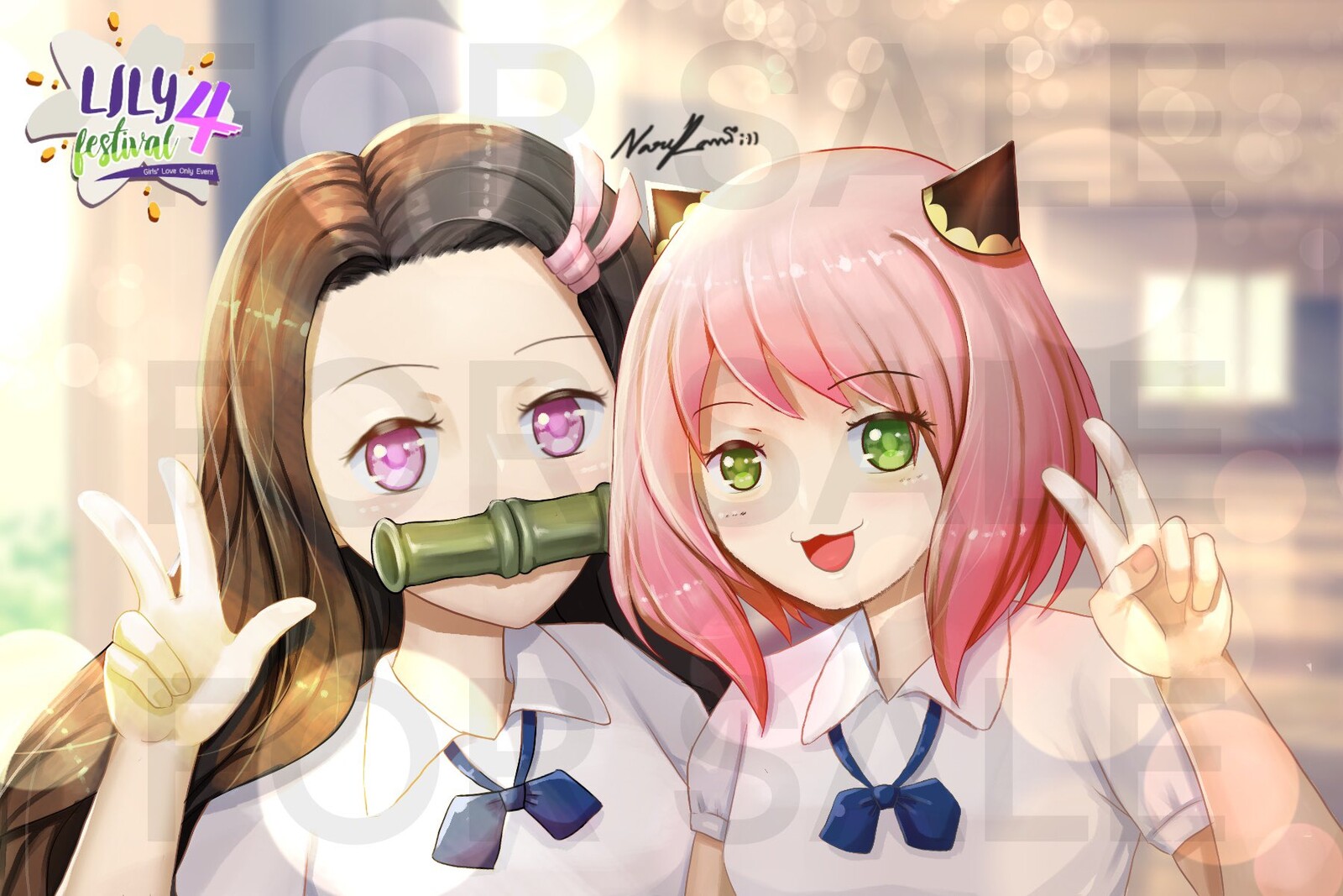 NaruKami . - Fanart Nezuko (from Demon Slayer) & Anya (from SpyxFamily ...