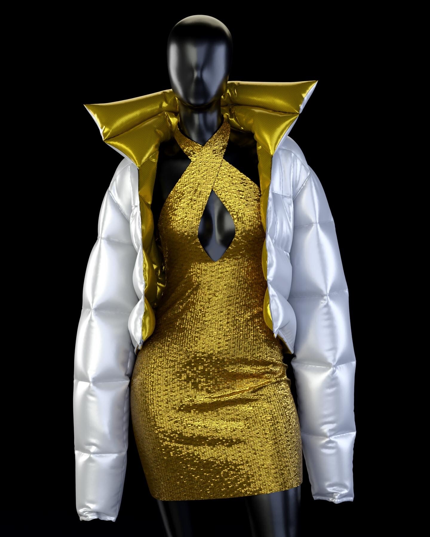ArtStation - Golden dress/Puffer coat