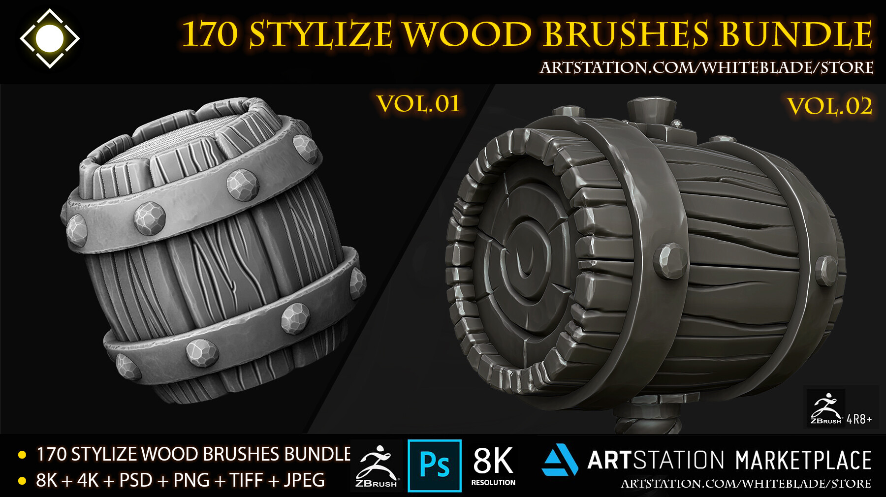 Msa Digital Resources - 170 Stylize Wood Brushes Bundle and 8K Alphas ...